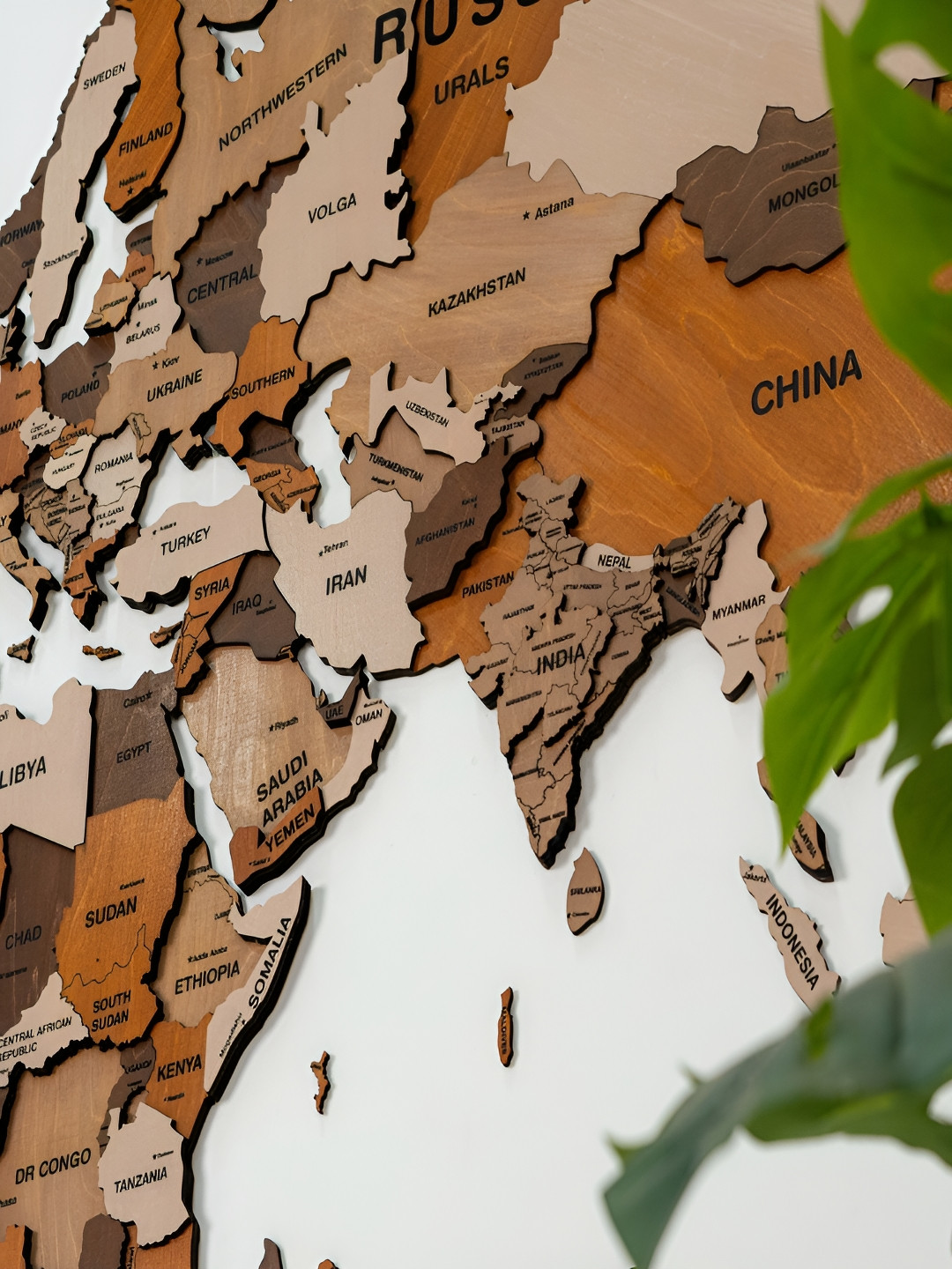 Buy Woodsify Brown & Beige Wooden 3D World Map - Decals And Stickers ...