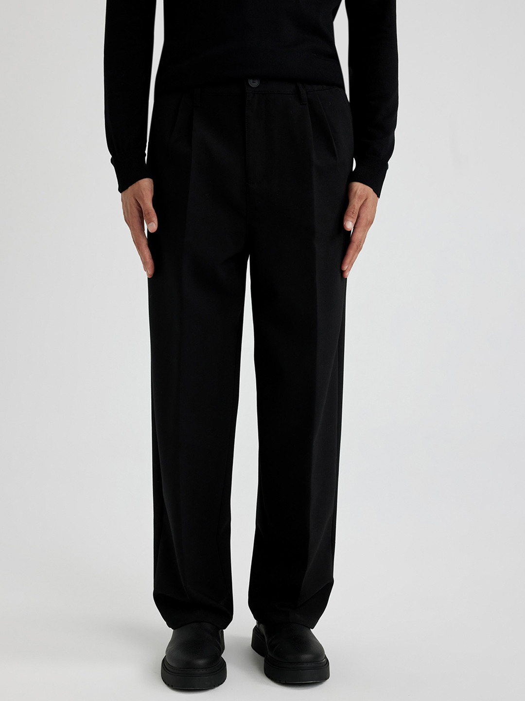 Buy DeFacto Men Mid Rise Parallel Trousers - Trousers for Men 26168928 ...