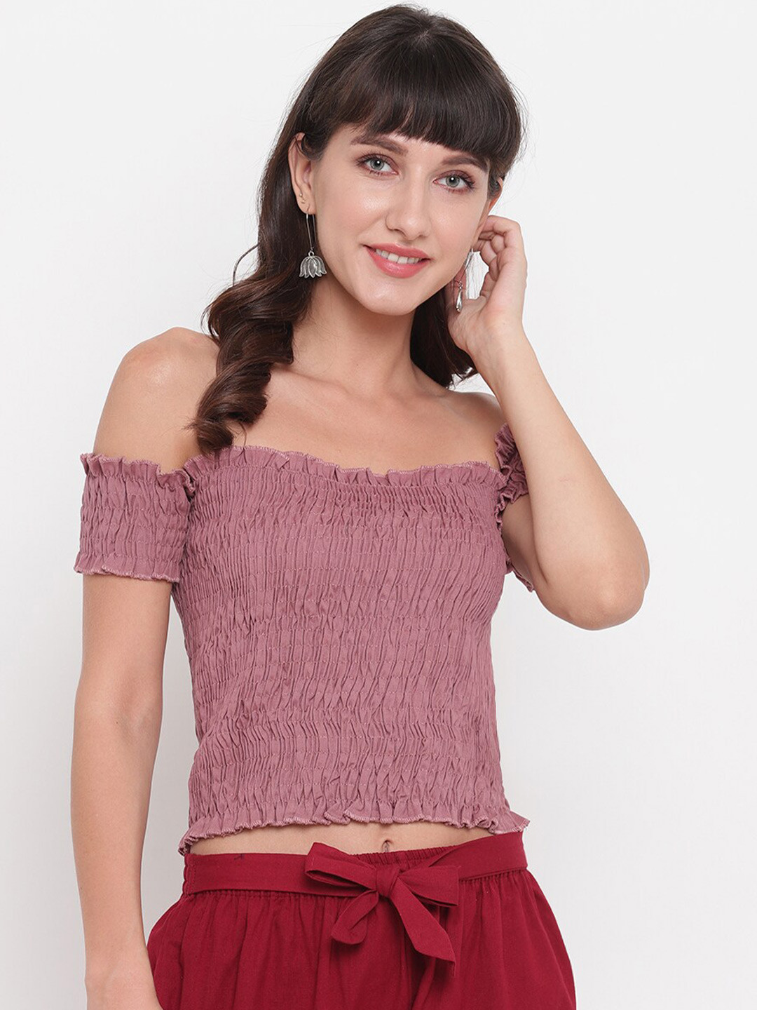 Buy BAESD Self Designed Gathered Detailed Off Shoulder Crop Top - Tops ...