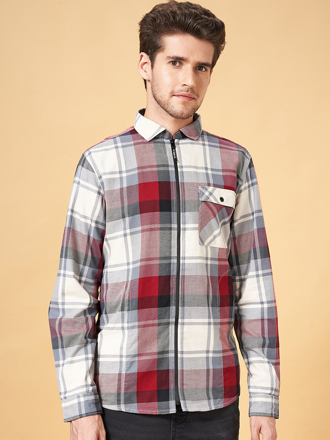 Buy SF JEANS By Pantaloons Slim Fit Tartan Checked Cotton Shacket ...