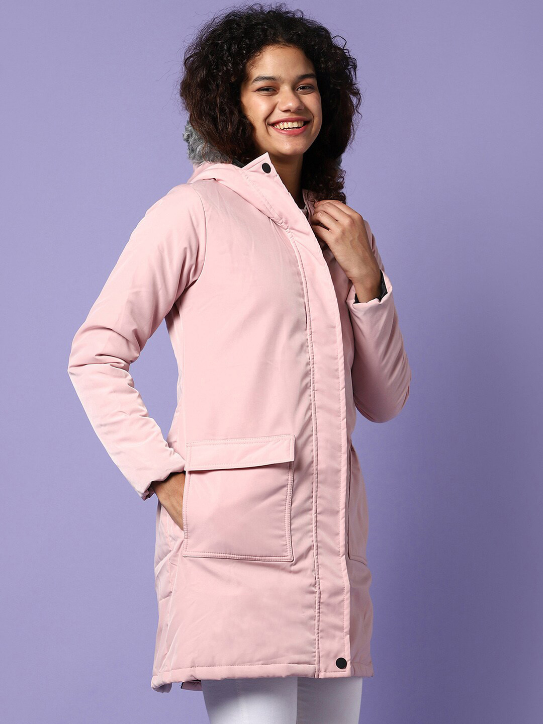 Buy Campus Sutra Hooded Windcheater Longline Puffer Jacket - Jackets ...