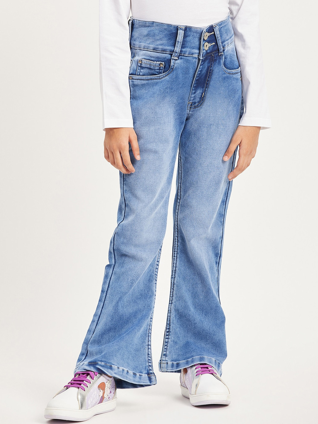 Buy Purple United Kids Girls Mid Rise Clean Look Heavy Fade Bootcut ...