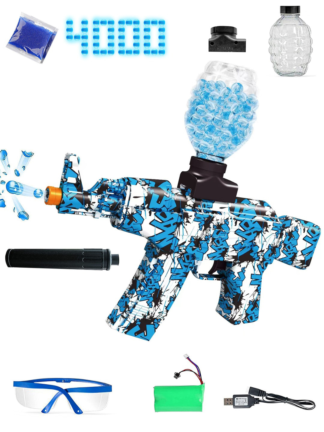 Buy WEMBLEY Kids Blue Electric Splat Orby Gun - Activity Toys And Games ...