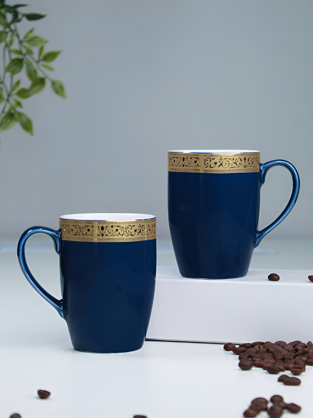 Buy Vola Global LLP Scarlet Navy Blue 2 Pieces Porcelain With Golden ...