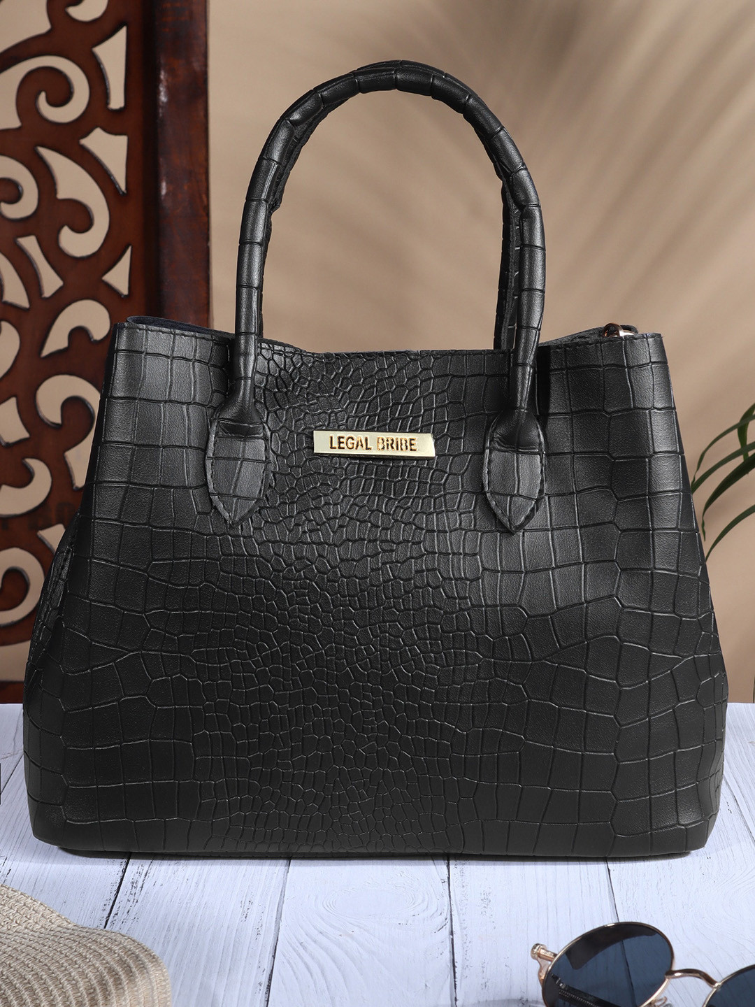 Buy LEGAL BRIBE Textured Structured Handheld Bag - Handbags for Women ...
