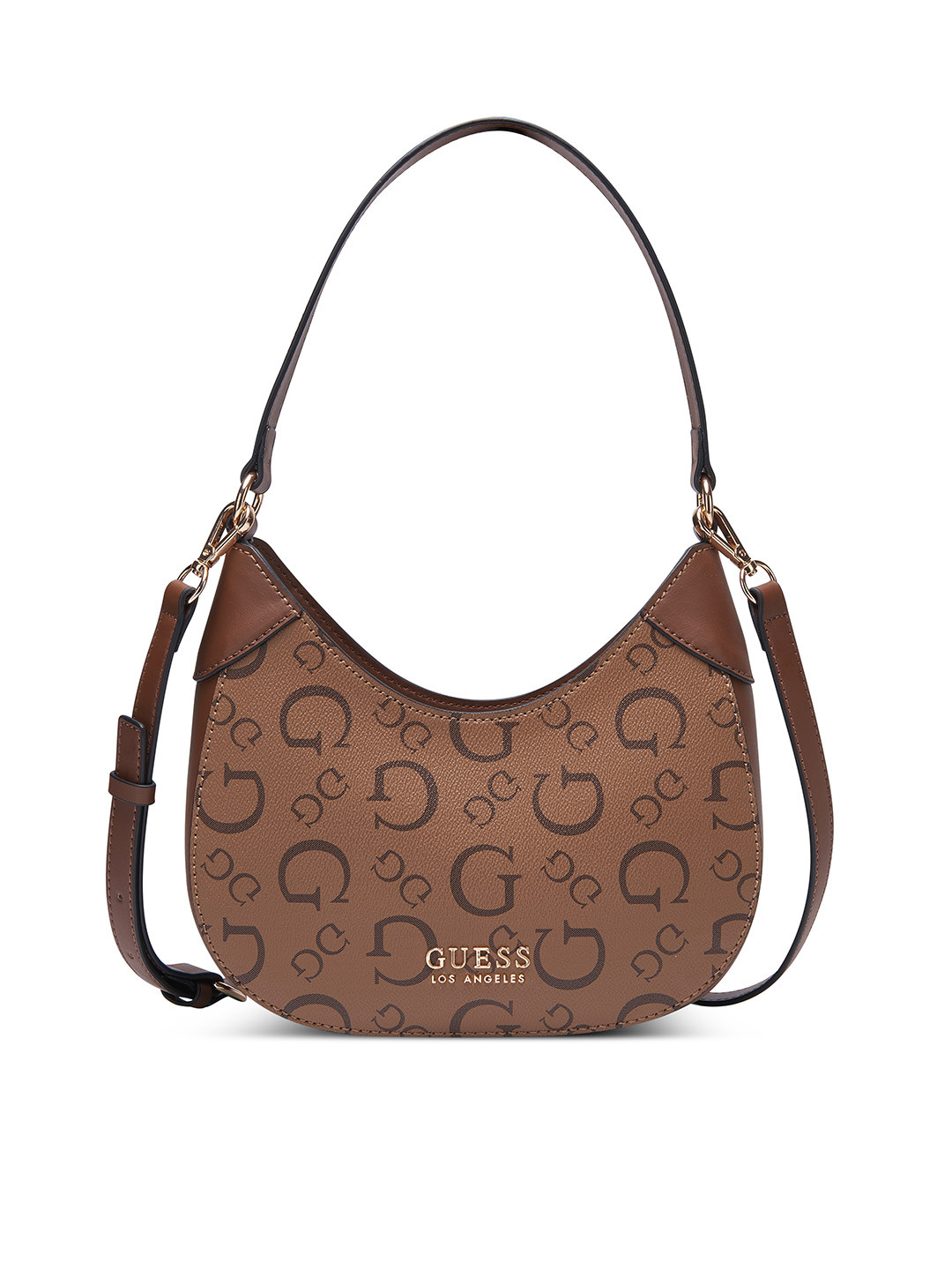 Buy GUESS Brand Logo Printed Structured Baguette Bag - Handbags for ...