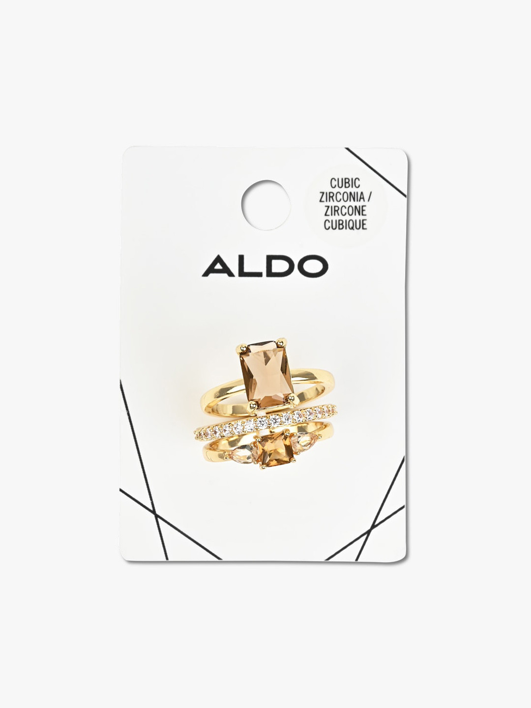 Buy ALDO Set Of 3 Gold Plated Stone Studded Finger Rings - Ring for ...