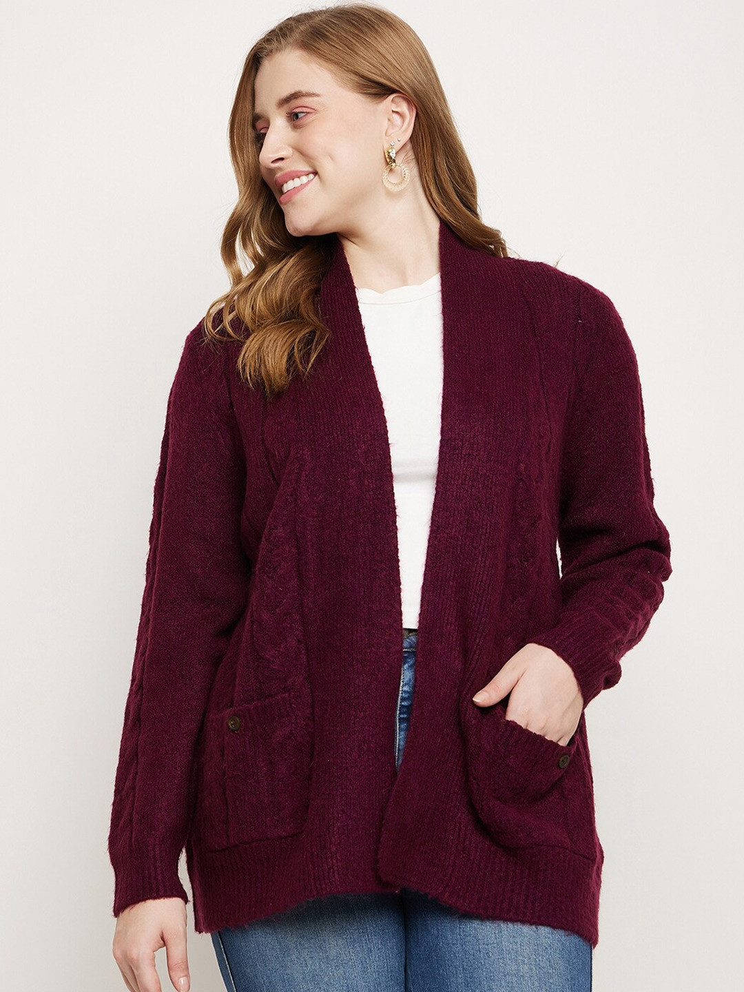 Buy Madame Long Sleeves Longline Open Front Casual Shrug - Shrug for ...
