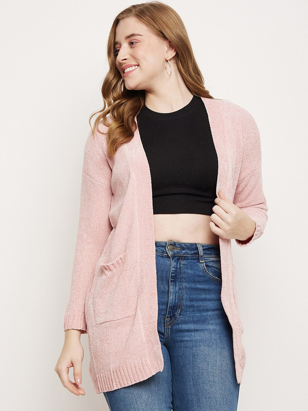 Buy Madame Long Sleeves Longline Open Front Casual Shrug - Shrug for ...