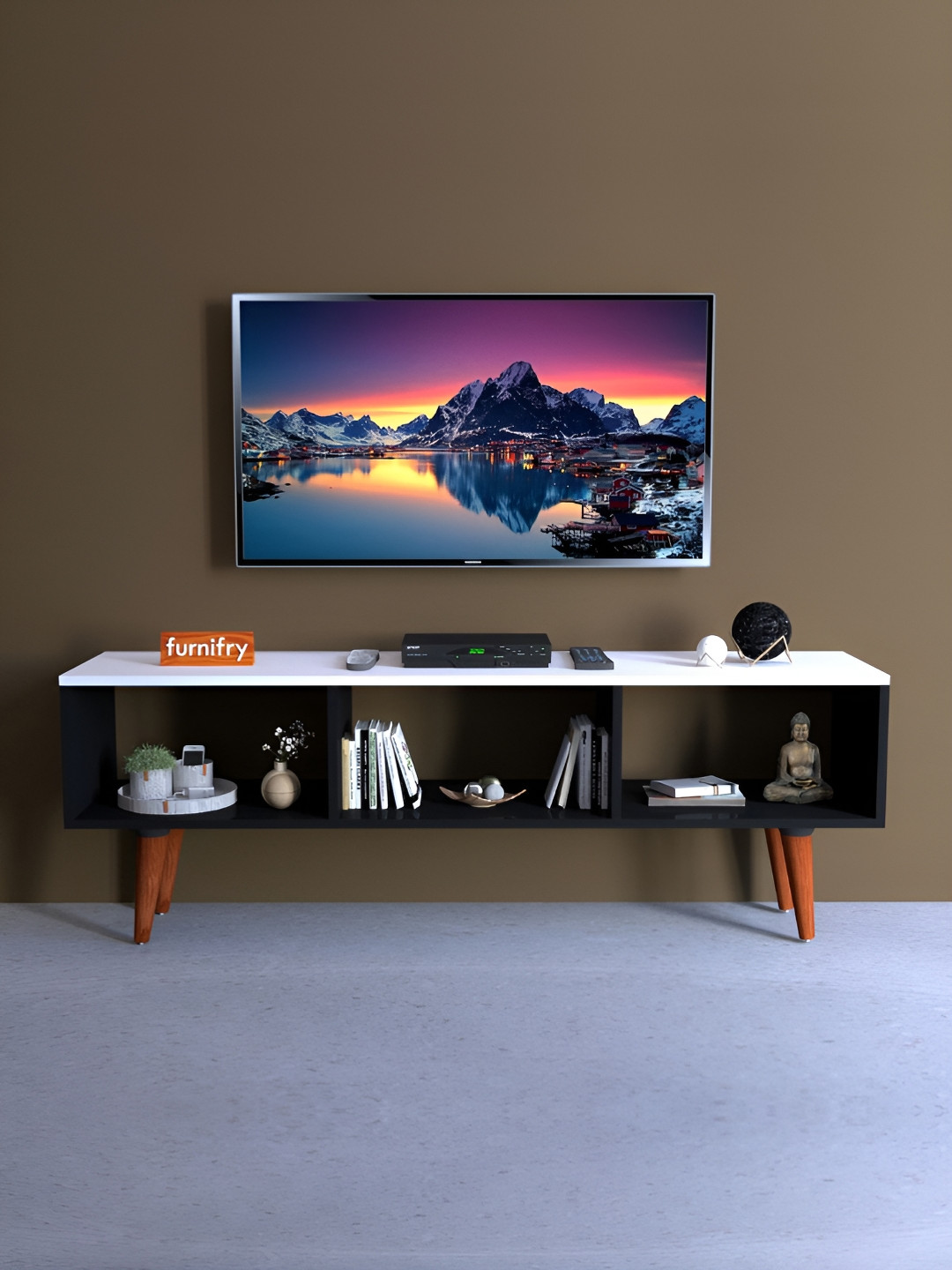 Buy Furnifry Black & White 3 Decker TV Entertainment Unit Rack - Racks ...