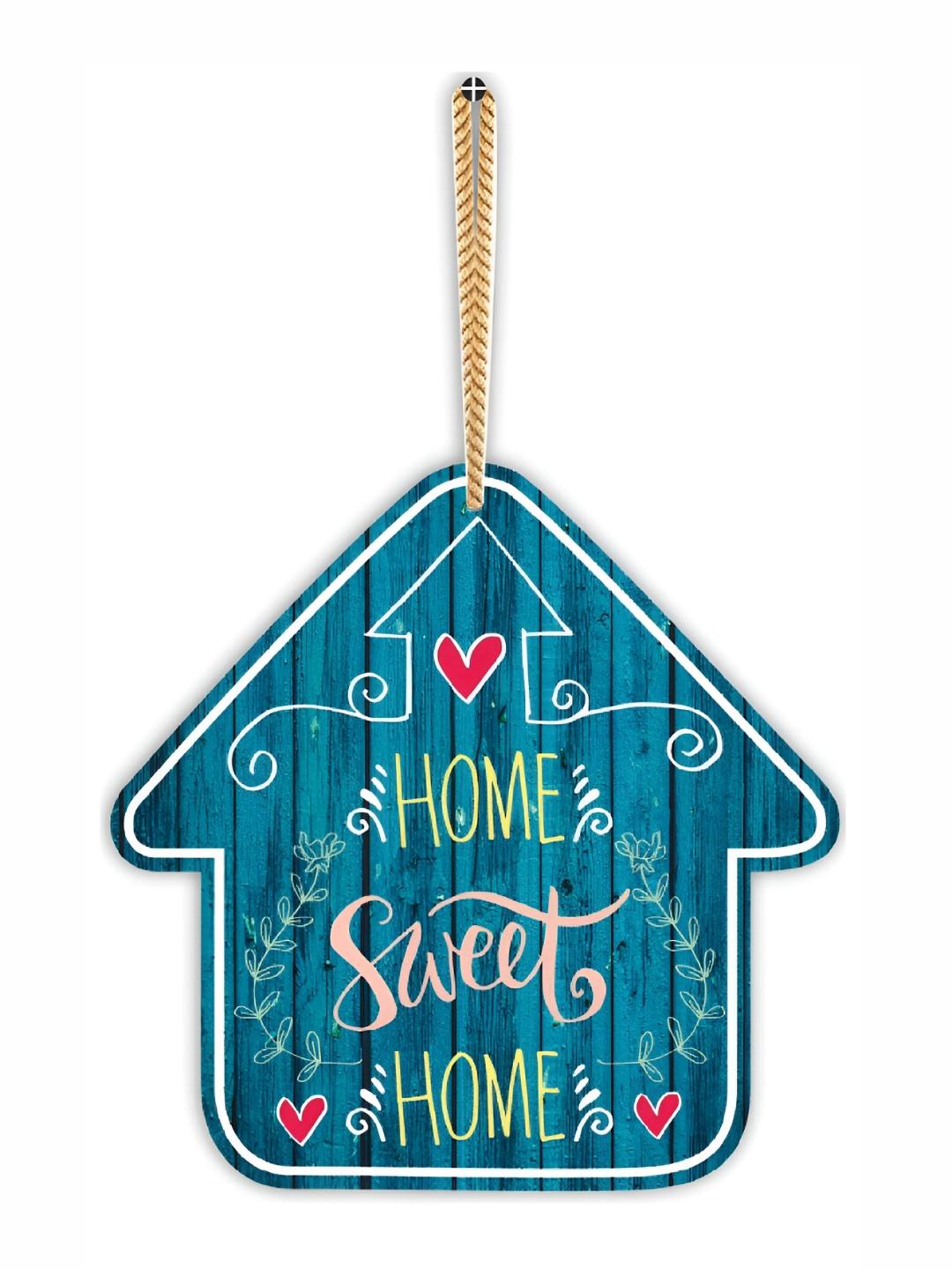 Buy CVANU Blue & Pink Sweet Home Printed Wooden Wall Hanging - Wall ...
