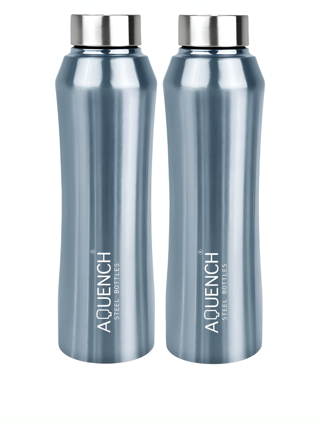 Buy AQUENCH Blue 2 Pieces Stainless Steel Solid Water Bottles 1 L ...