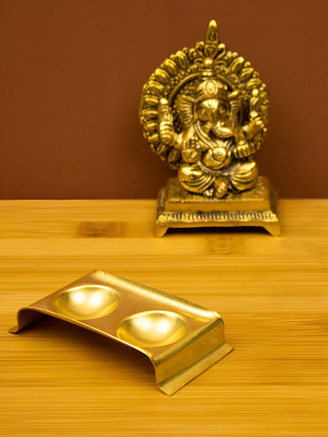 Buy Spillbox Gold Toned Brass Chaal Deep Diya Rectangular Pooja ...