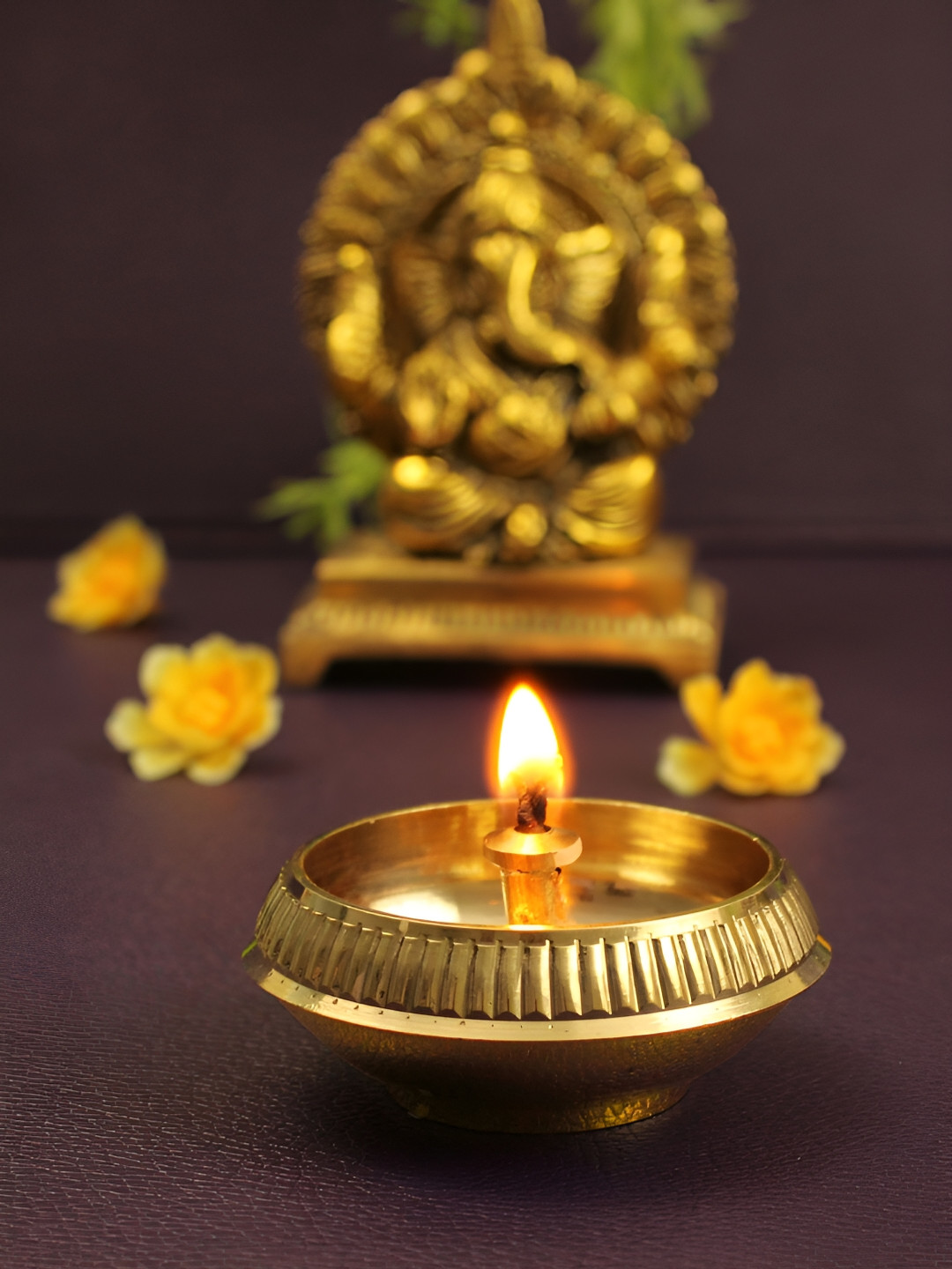 Buy Spillbox Gold Toned Kuber Nandha Deep Pooja Essentials - Pooja ...