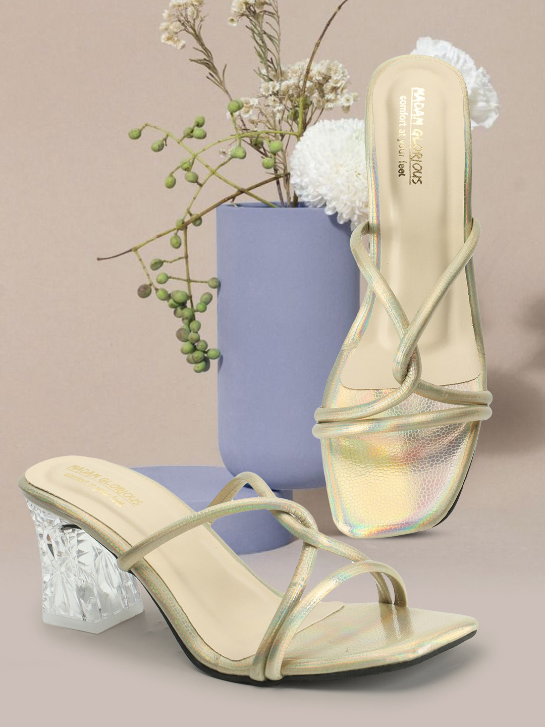 Buy Madam Glorious Textured Strappy Block Heels - Heels for Women ...