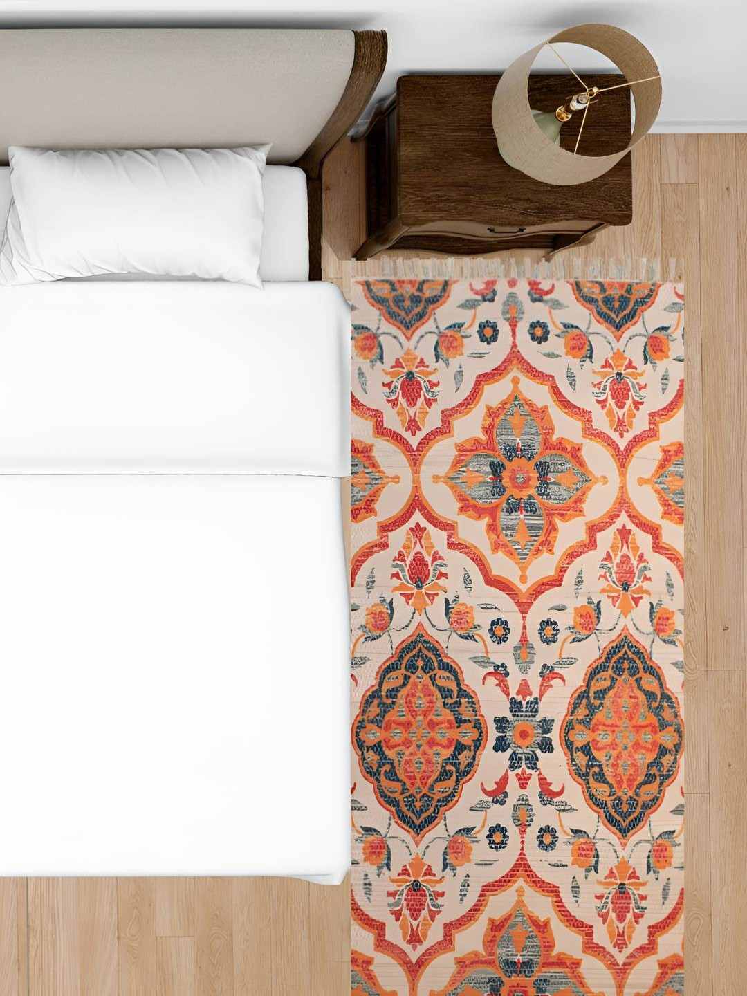 Buy HOMADORN White & Pink Printed Dhurrie - Floor Mats & Dhurries for ...