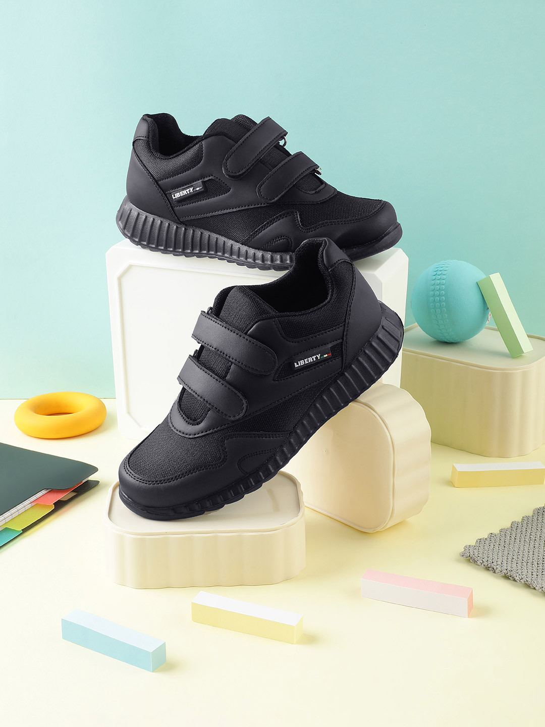 Buy Liberty Force 10 Kids Black Velcro School Shoes - Casual Shoes for ...
