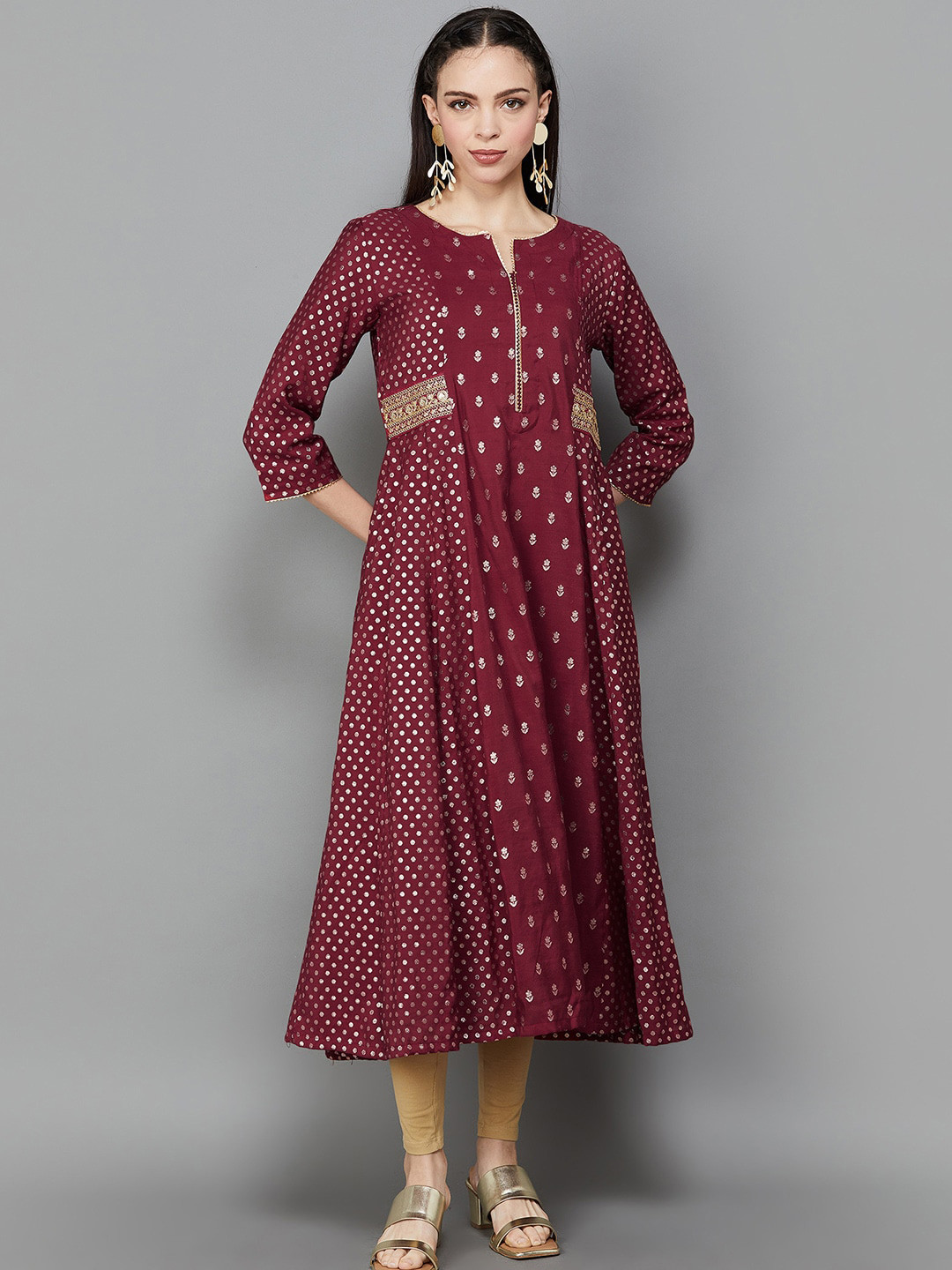 Buy Melange By Lifestyle Ethnic Motifs Printed Anarkali Kurta - Kurtas ...