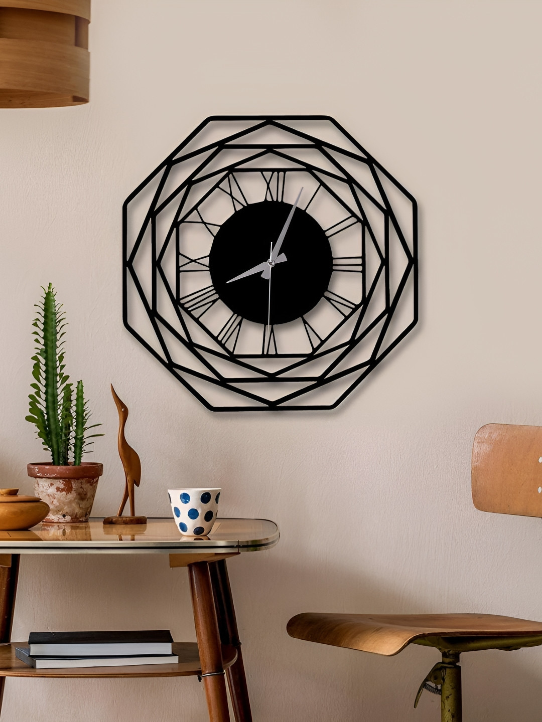 Buy WALLCENTRE Black Analogue Contemporary Octagon Wall Clock - Clocks ...