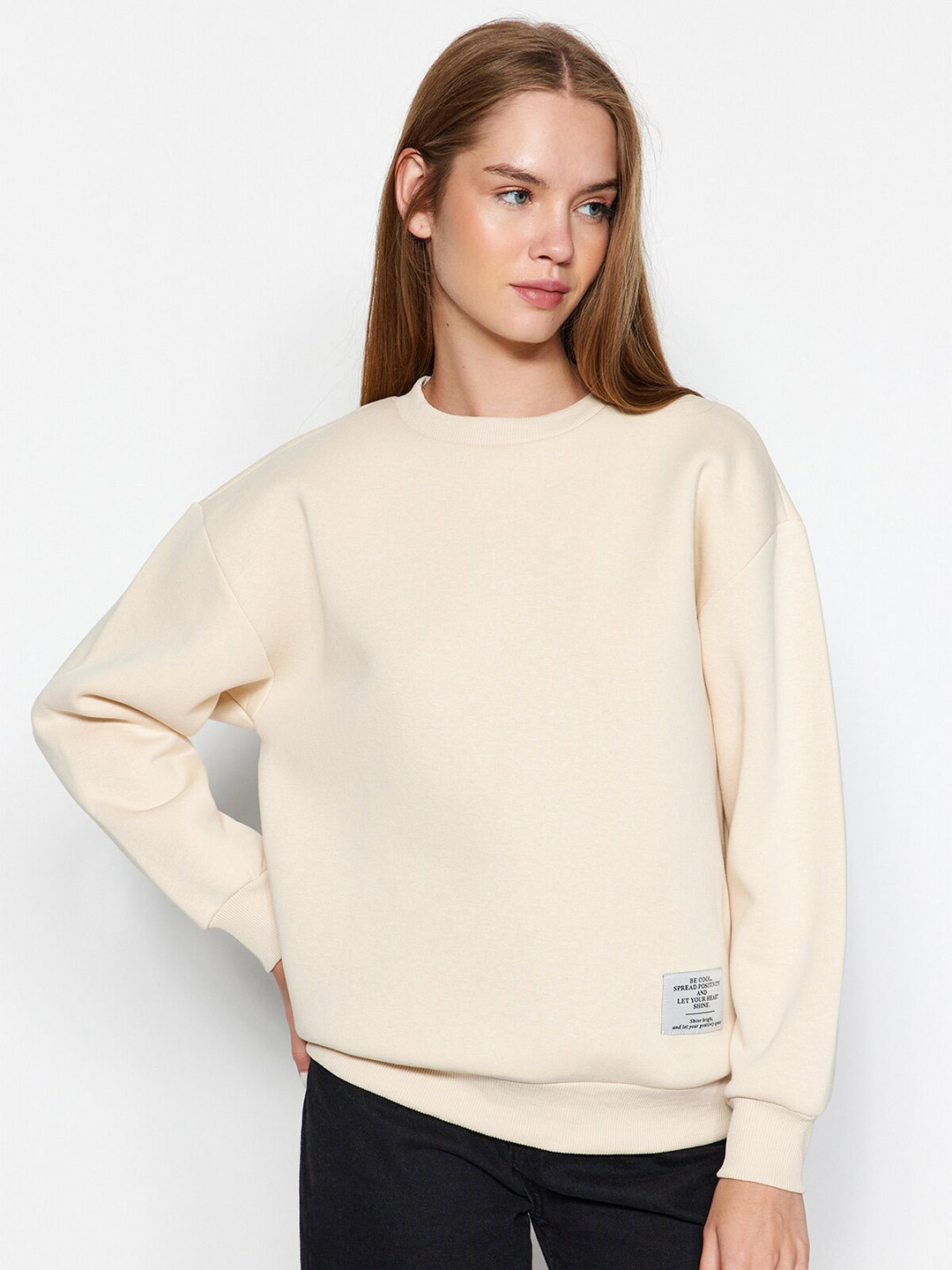 Buy Trendyol Round Neck Drop Shoulder Sleeves Sweatshirt - Sweatshirts ...