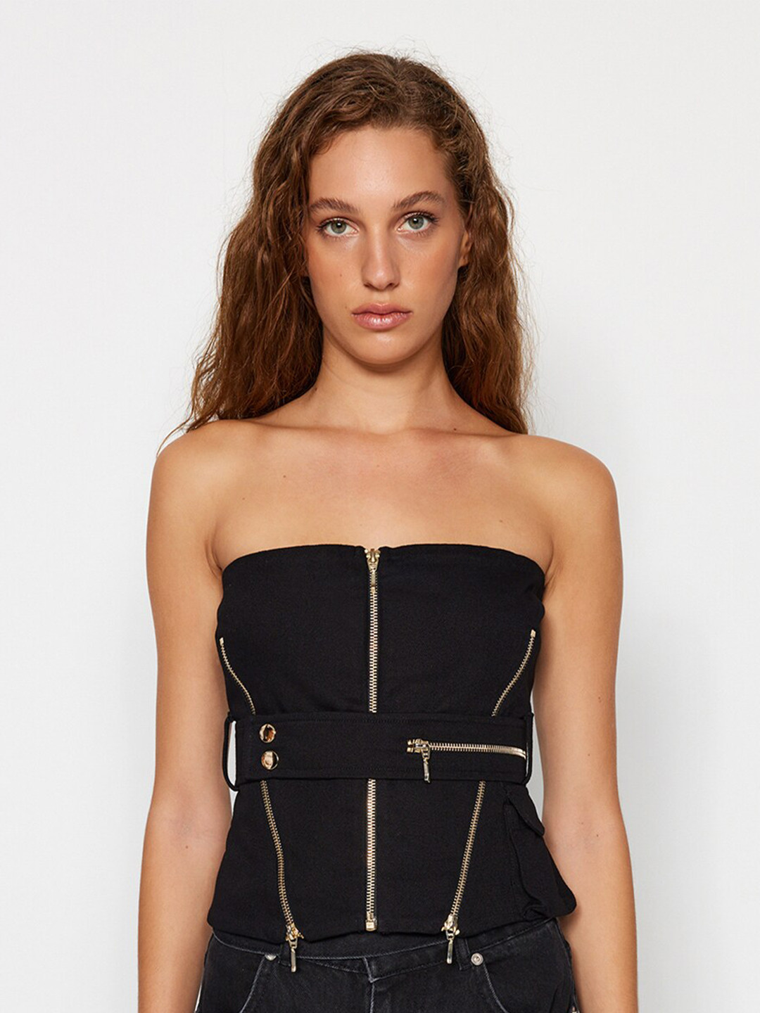 Buy Trendyol Strapless Pure Cotton Tube Top With Belt - Tops for Women ...