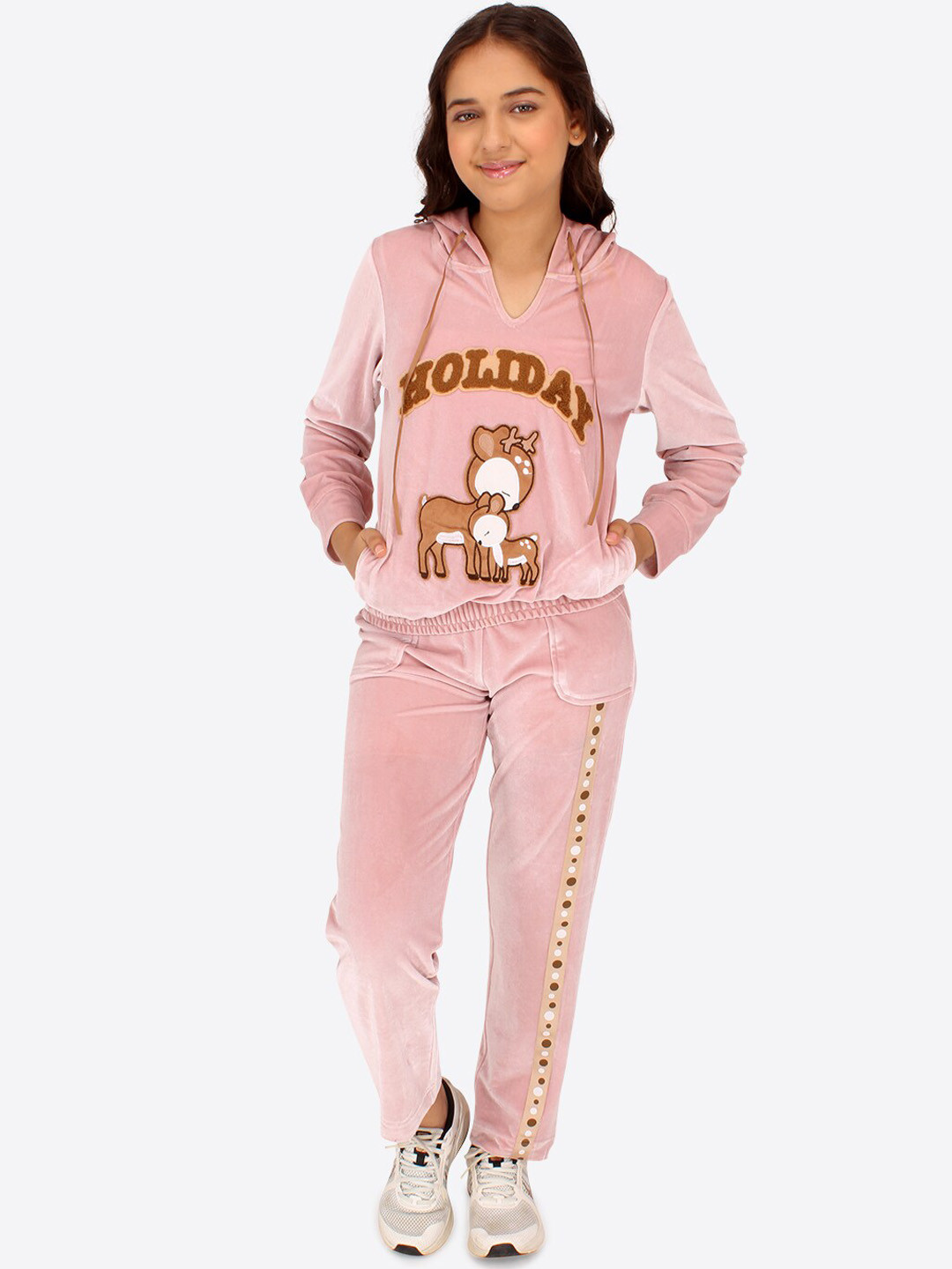 Buy CUTECUMBER Girls Self Design Hooded Tracksuit - Tracksuits for ...