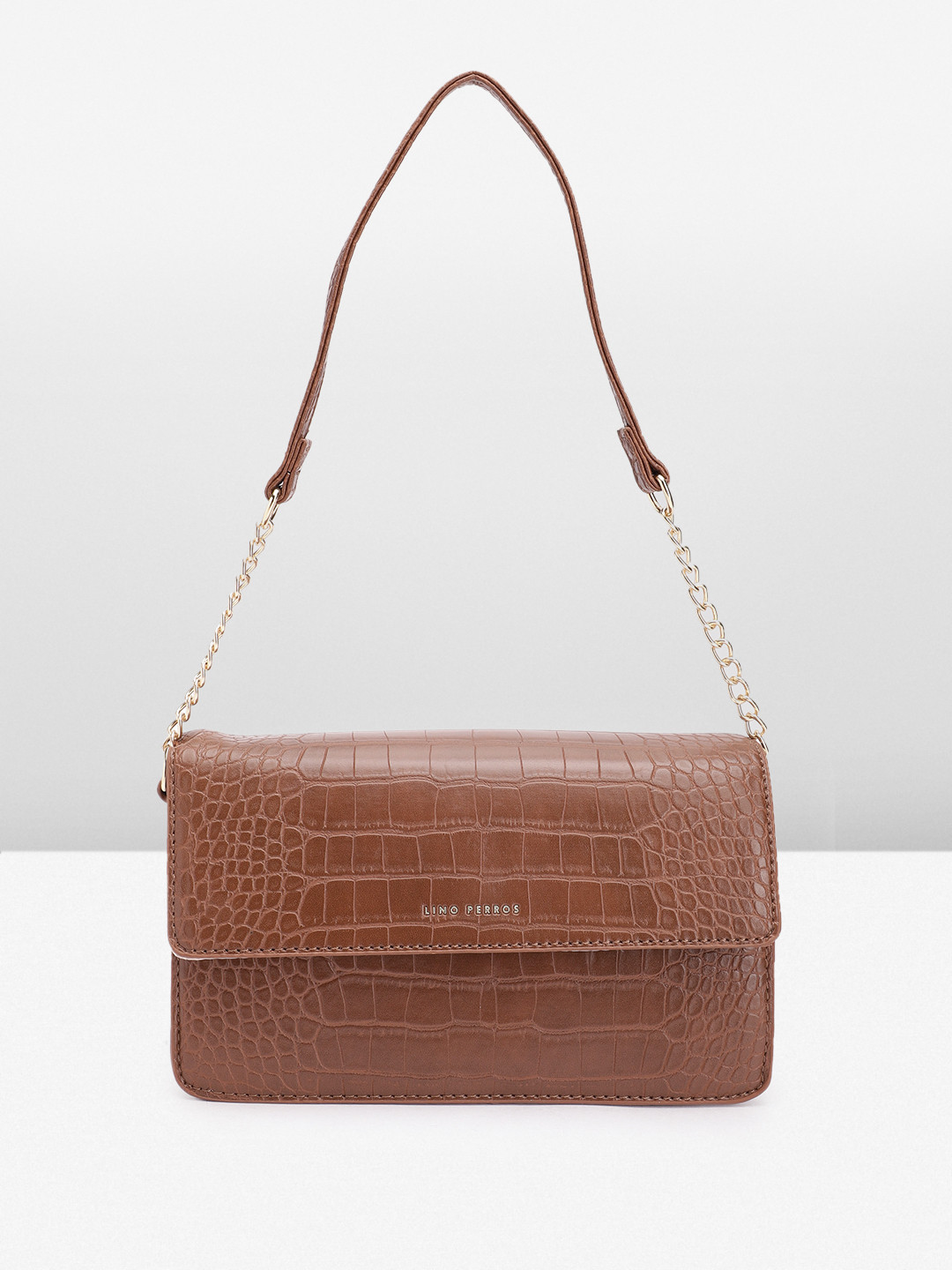 Buy Lino Perros Croc Textured Structured Shoulder Bag - Handbags for ...