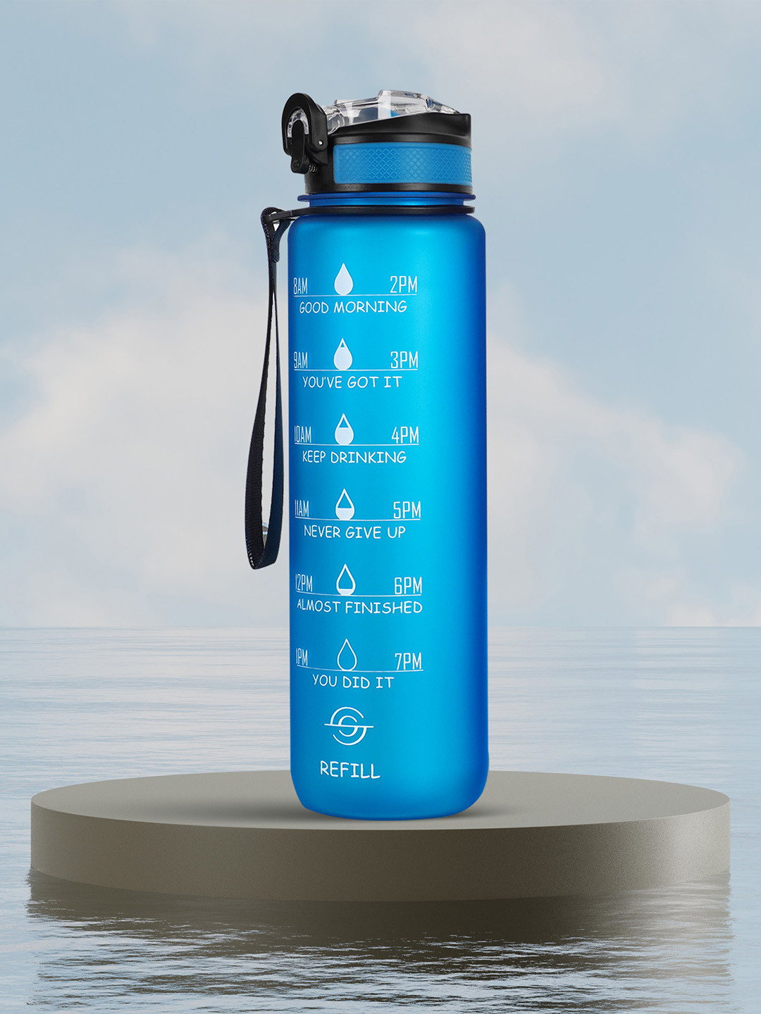 Buy Solara Motivational Sipper Water Bottle, Blue Boss 1Liter - Water ...