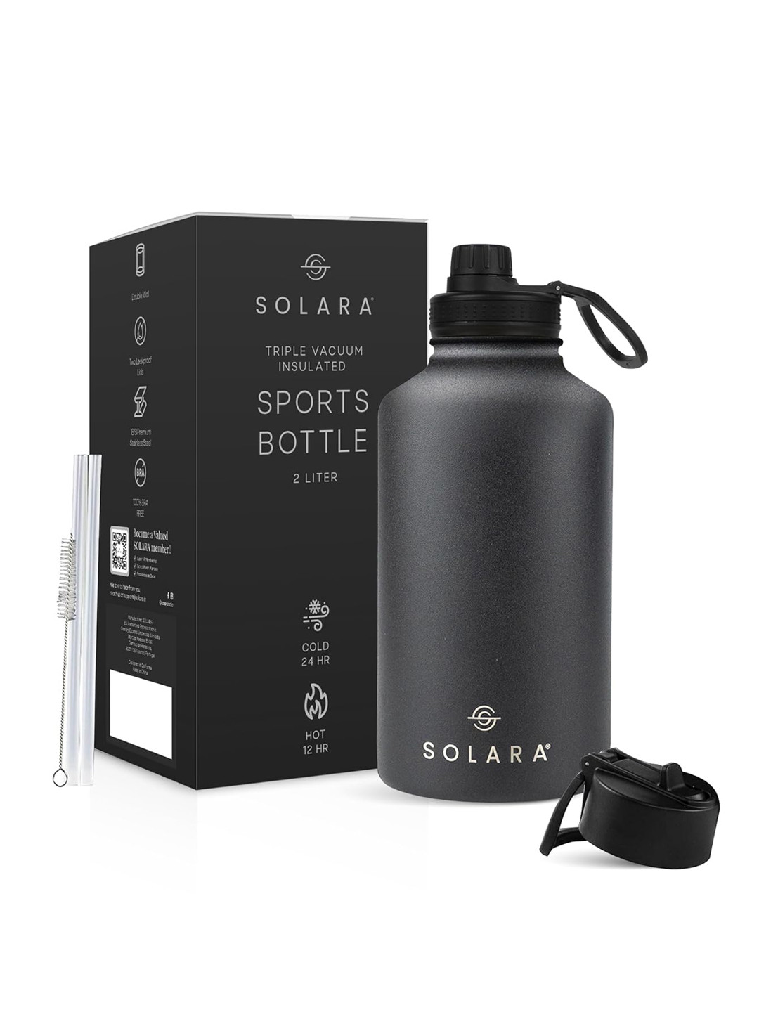 Buy Solara Stainless Steel Vacuum Insulated Water Bottle 2Liter - Water ...