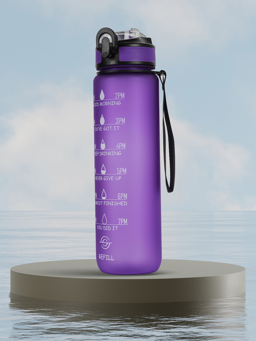 Buy Solara Motivational Sipper Water Bottle, Purple Love 1Liter - Water ...