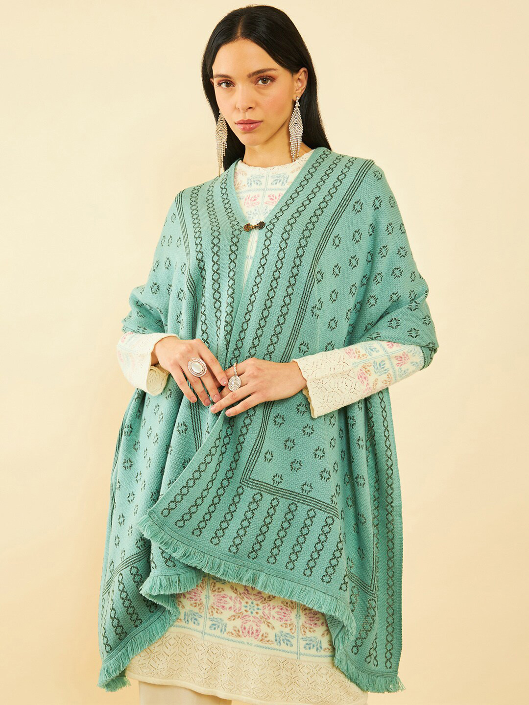 Buy Soch Geometric Woven Design Acrylic Shawl - Shawl for Women ...