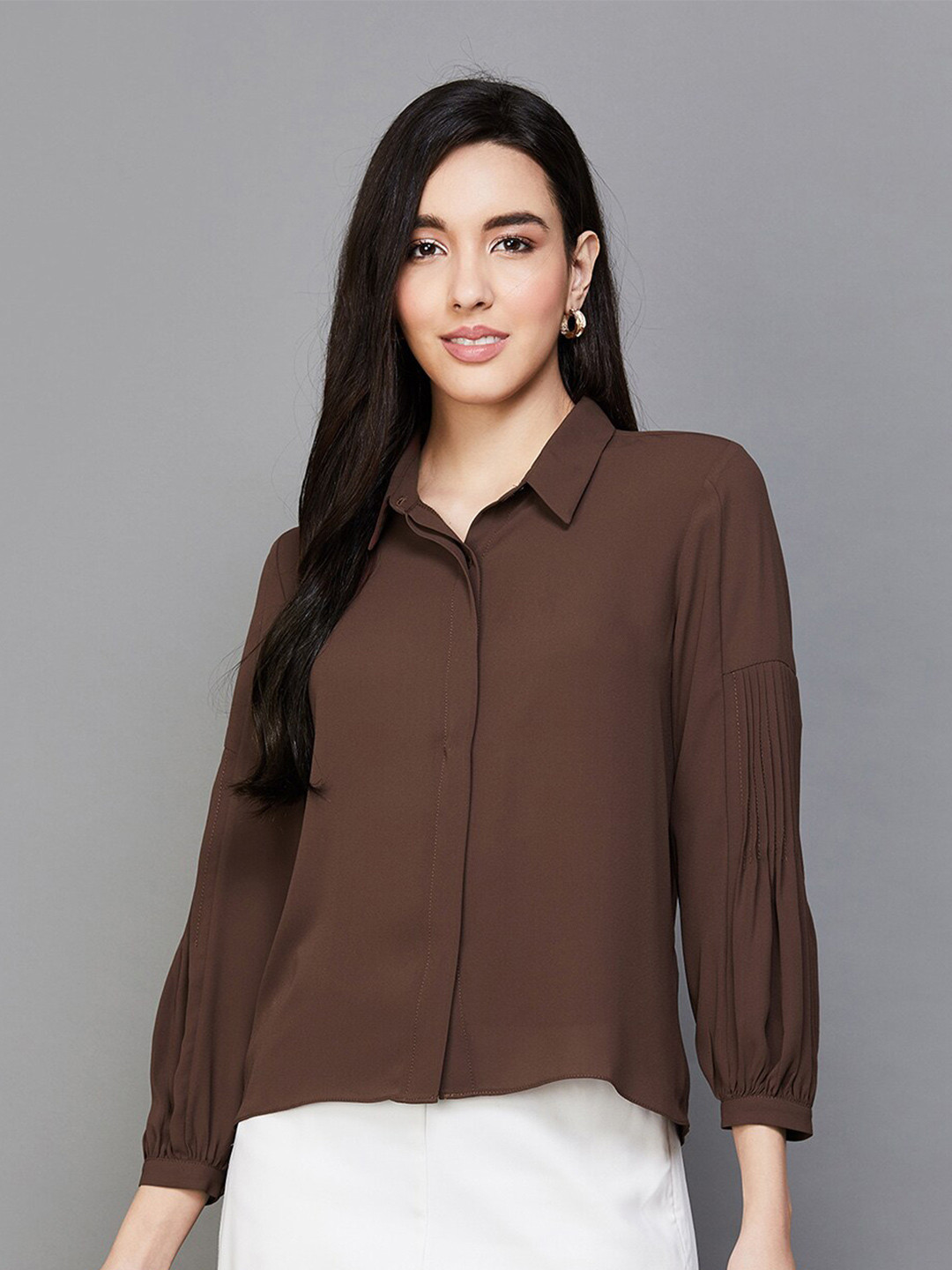 Buy CODE By Lifestyle Shirt Collar Drop Shoulder Sleeves Shirt Style ...