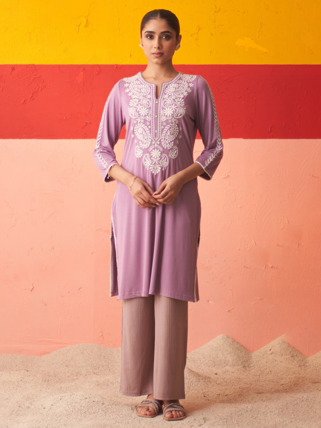 Buy Lakshita Paisley Yoke Design Thread Work Woollen Straight Kurta - Kurtas for Women 26258410 ...