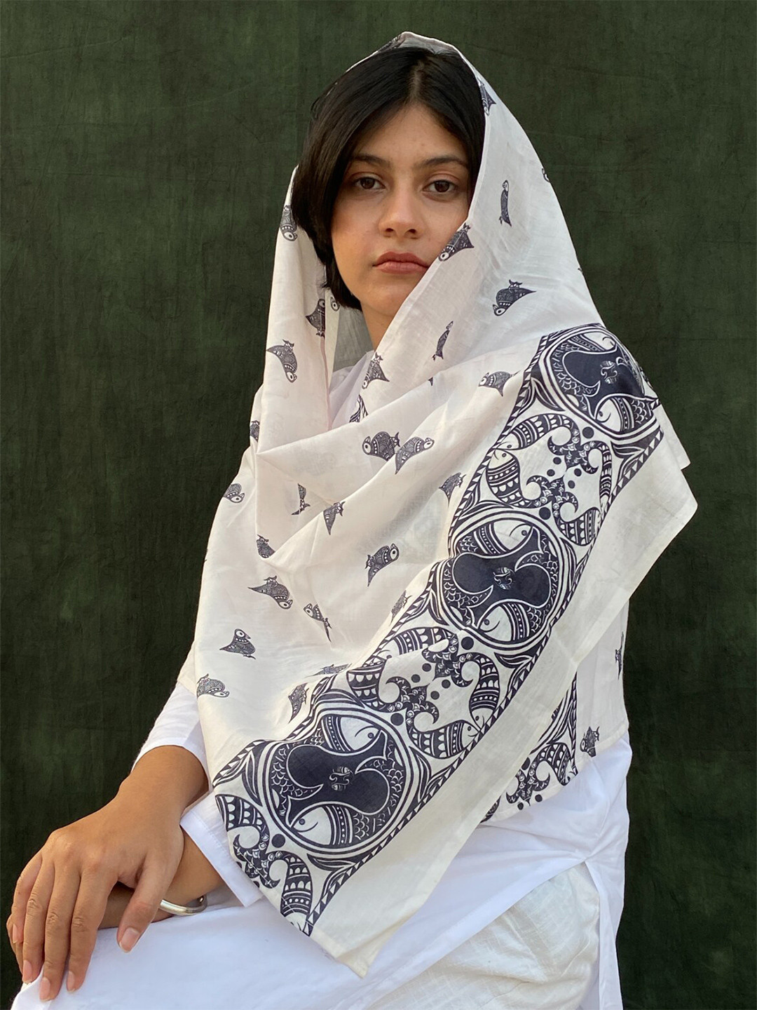 Buy BUTA BUTI Ethnic Motifs Printed Cotton Madhubani Art Scarf ...