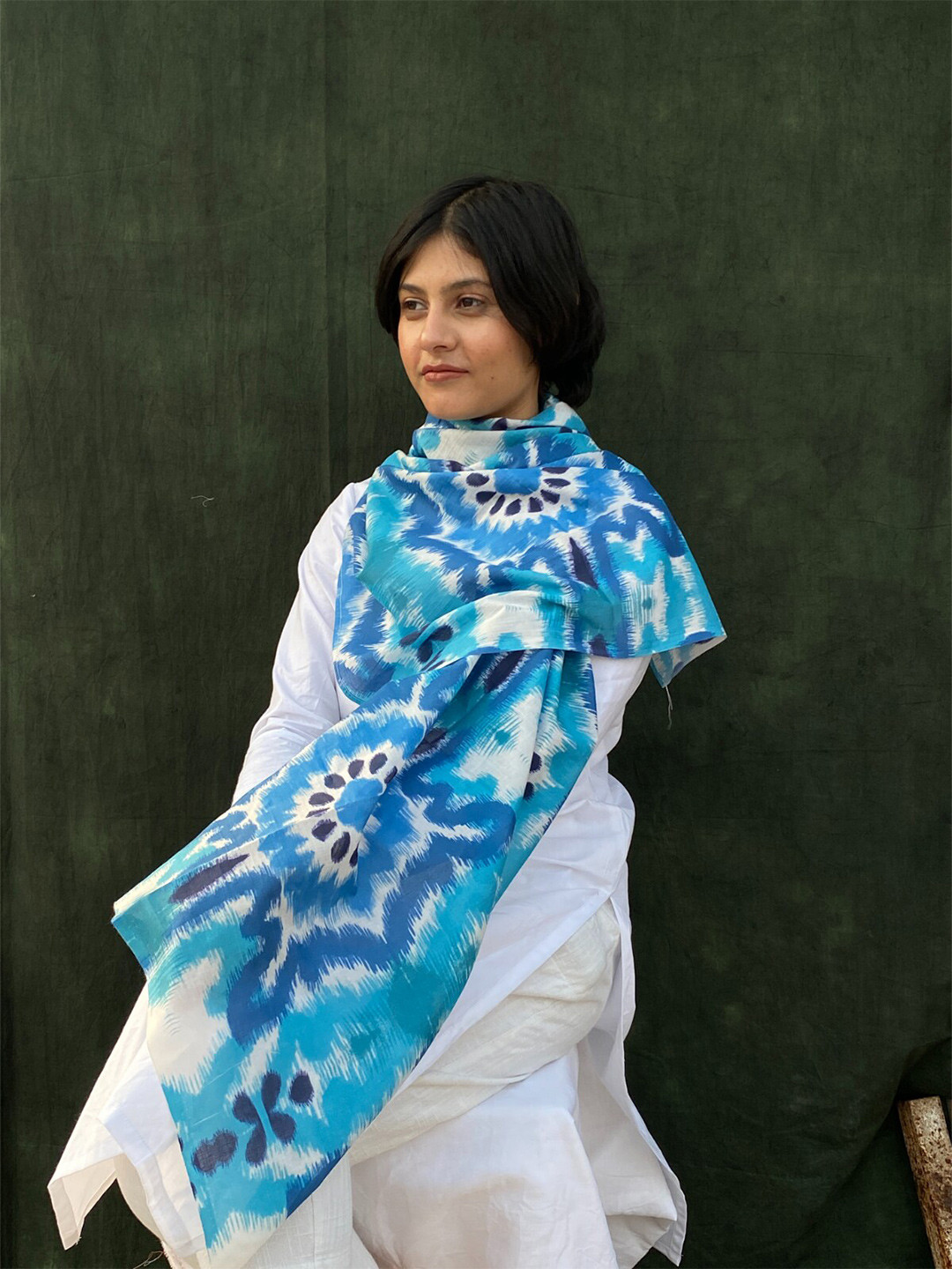 Buy BUTA BUTI Buti Ikat Printed Cotton Scarf - Scarves for Women ...