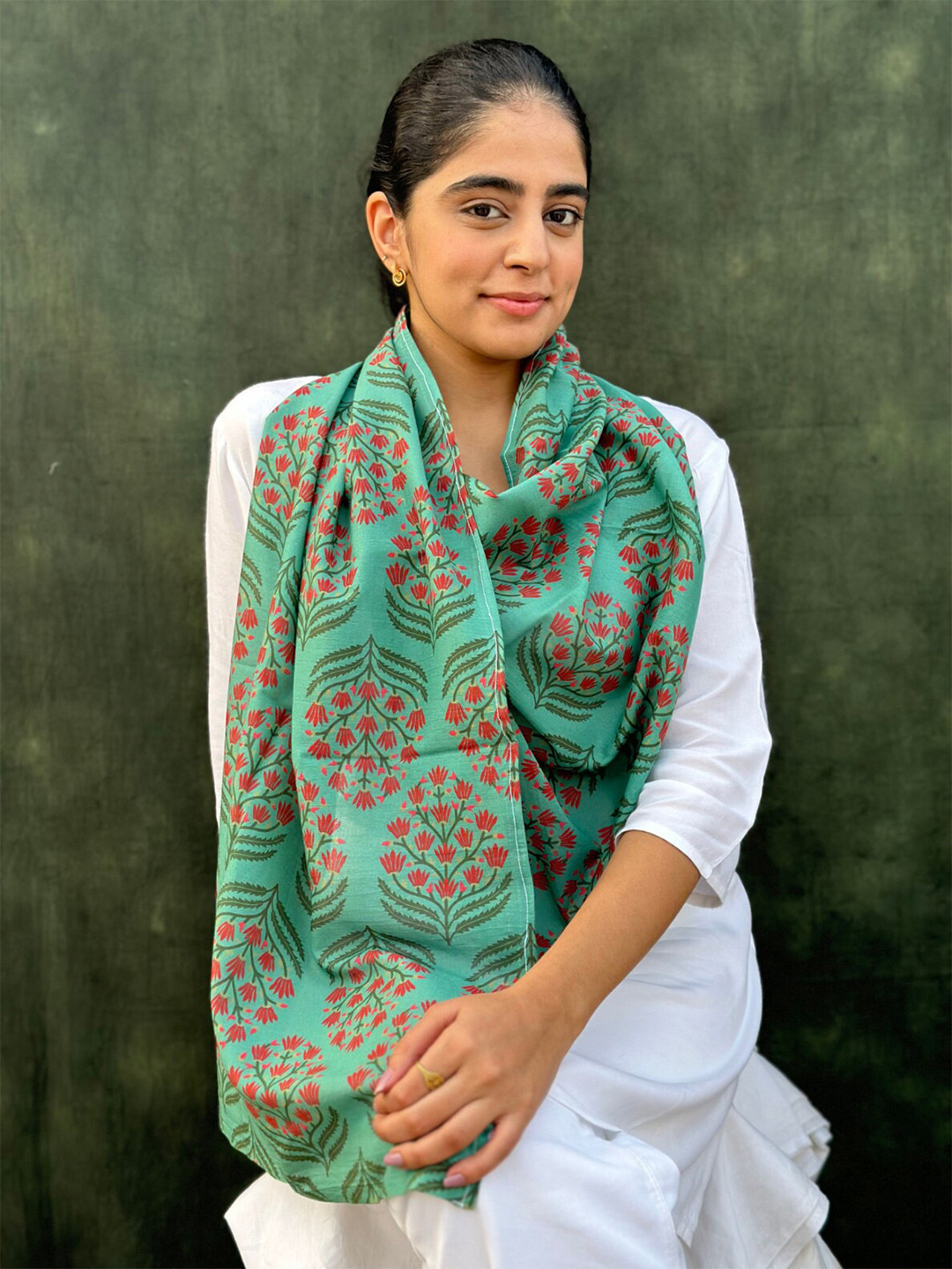 Buy BUTA BUTI Ethnic Motifs Printed Cotton Scarf - Scarves for Women ...