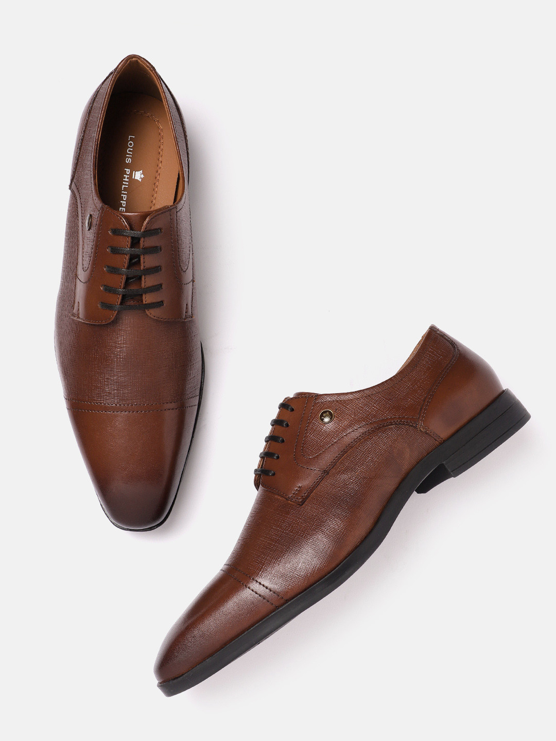 Buy Louis Philippe Men Formal Textured Leather Derbys - Formal Shoes ...