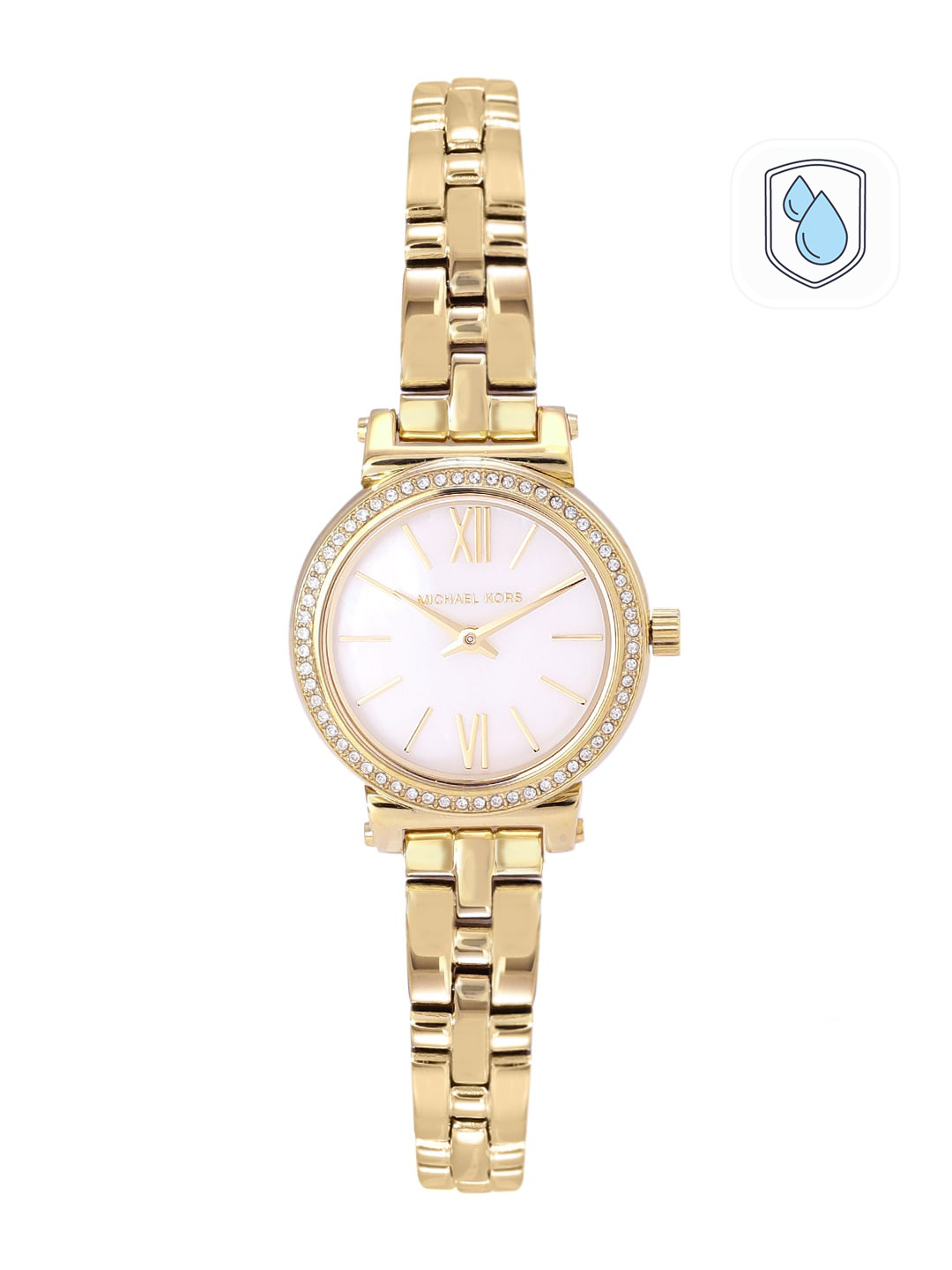 Buy Michael Kors Women White Dial & Rose Gold Toned Straps Analogue ...