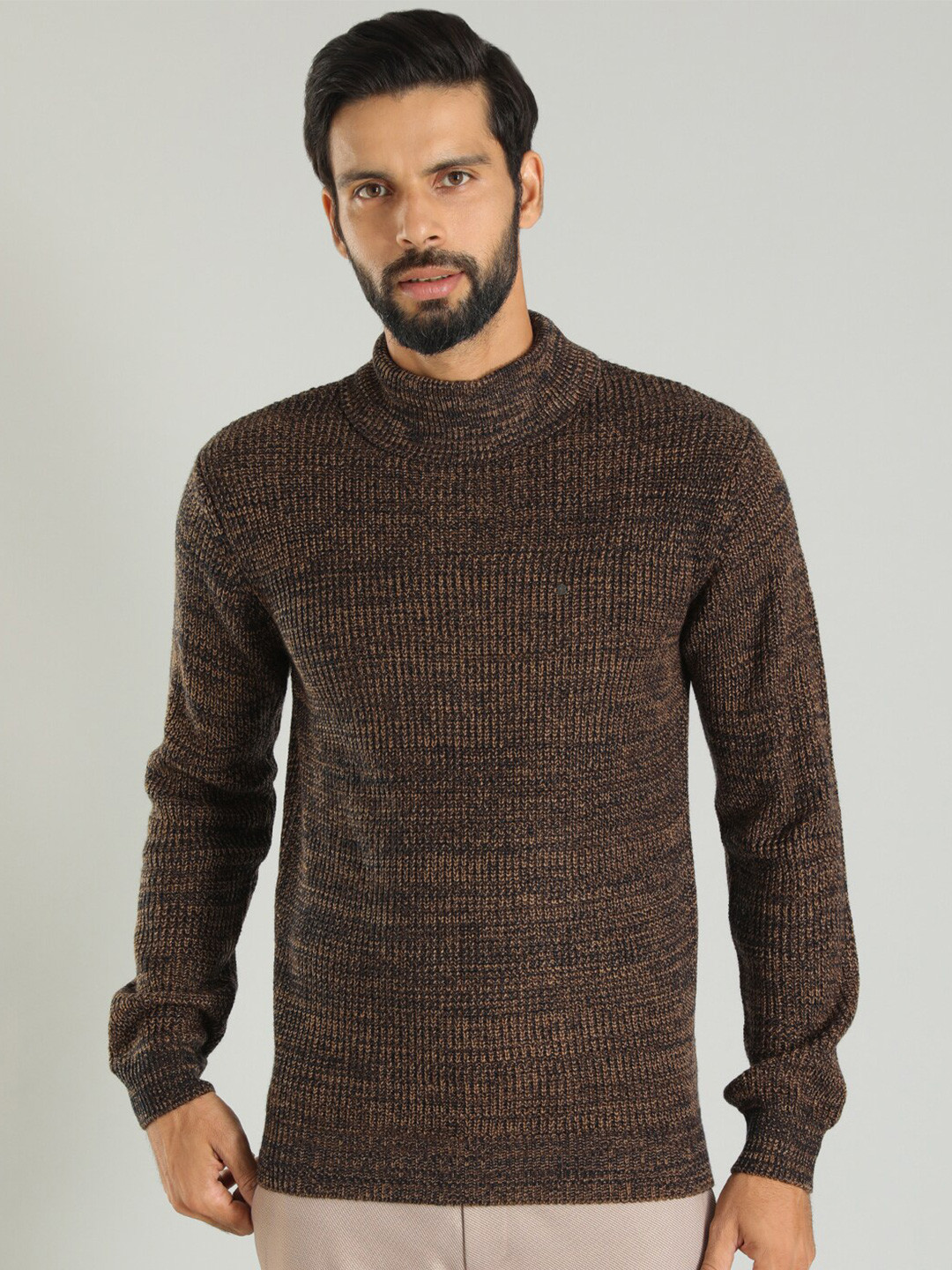 Buy Indian Terrain Ribbed Mock Collar Acrylic Pullover - Sweaters for ...