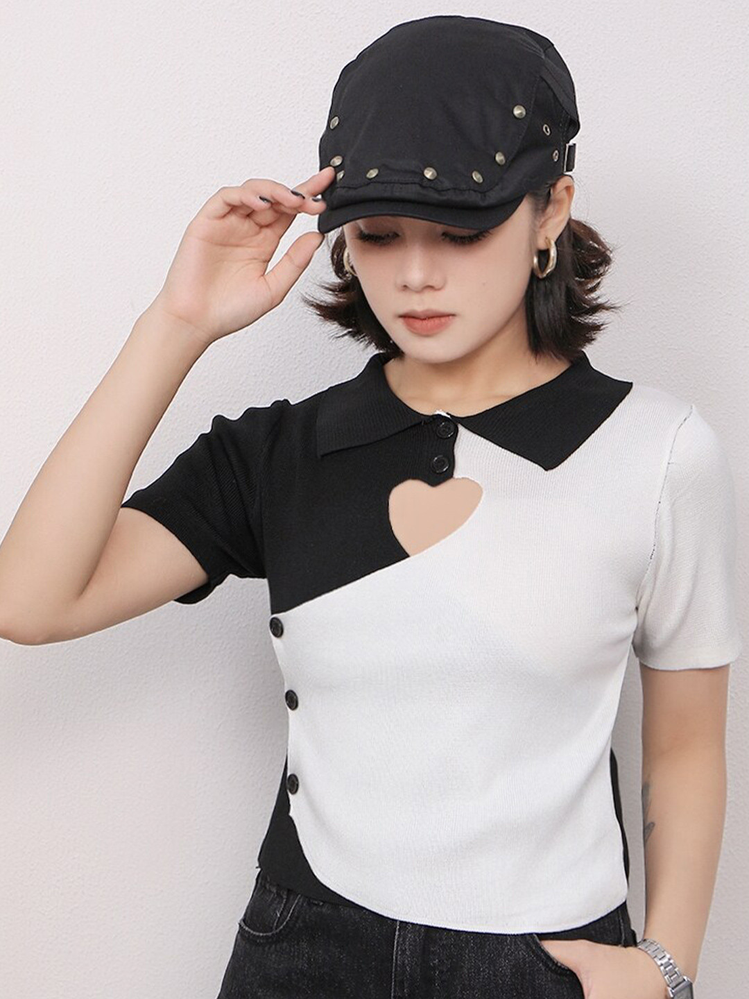 Buy StyleCast Girls Black & White Colourblocked Fitted Top - Tops for ...