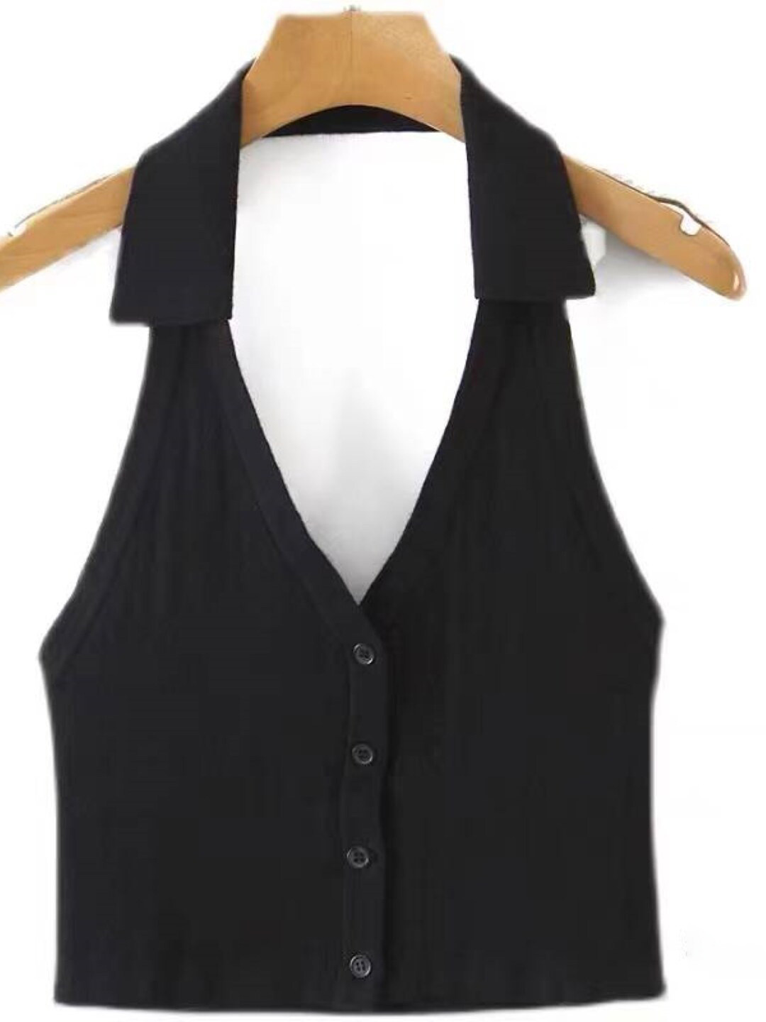 Buy StyleCast Black Shirt Collar Sleeveless Fitted Top - Tops for Girls ...