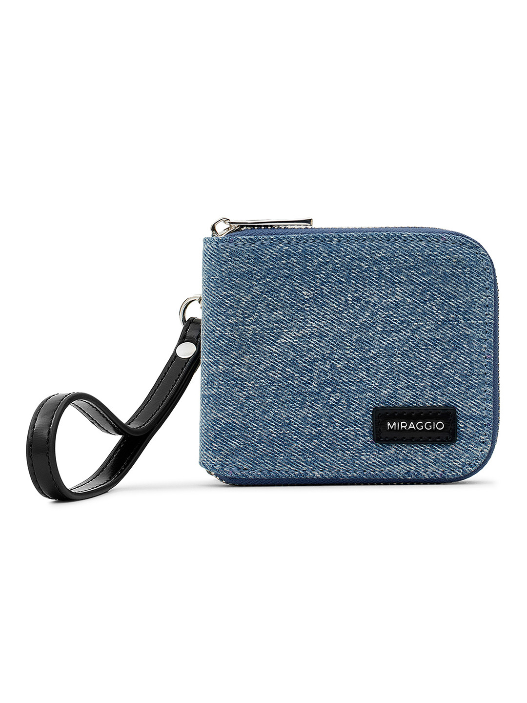 Buy MIRAGGIO Fabia Denim Wallet With Black Detachable Wrist Strap ...