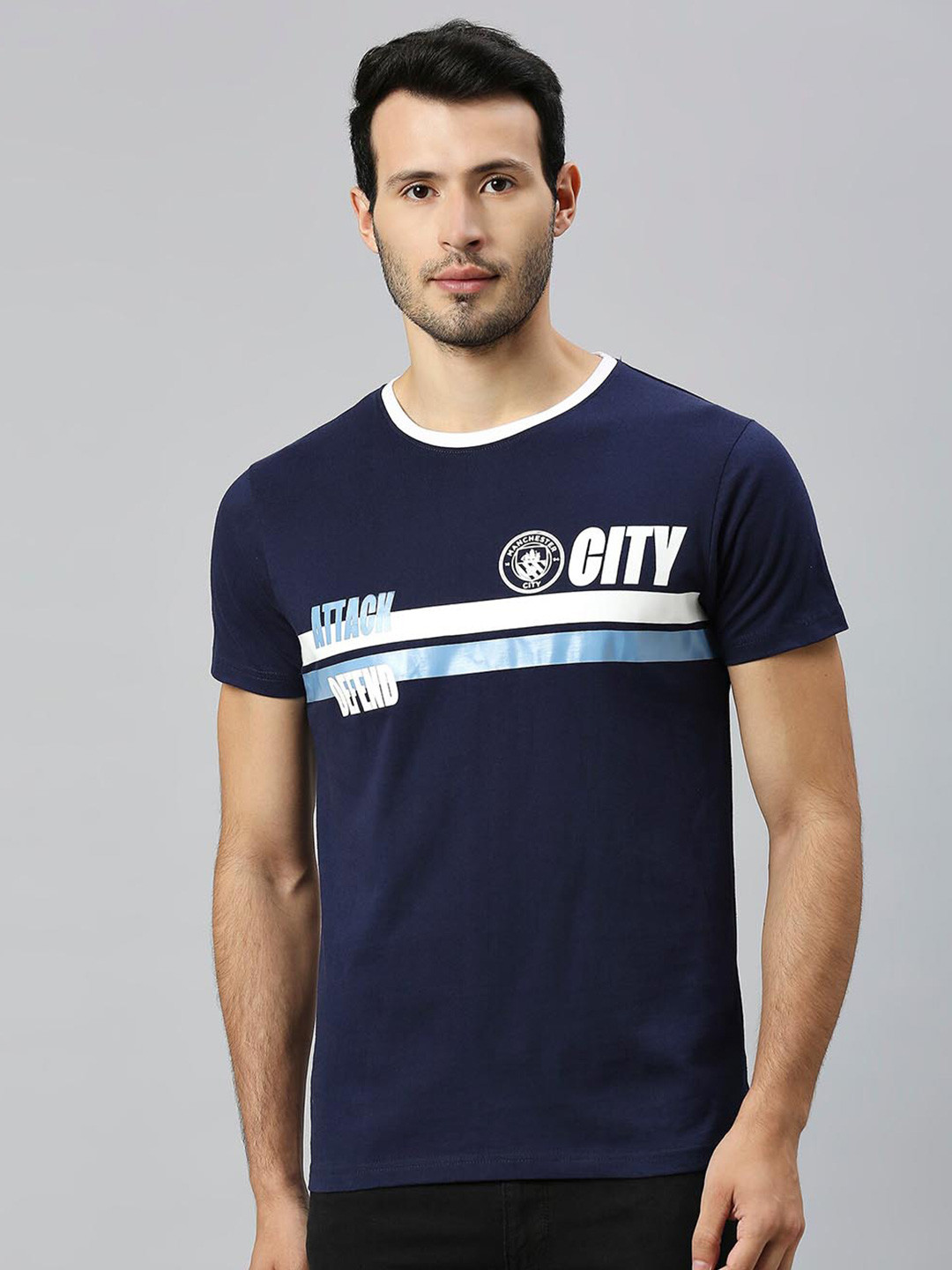 Buy FanCode Manchester City Striped Cotton T Shirt - Tshirts for Men ...