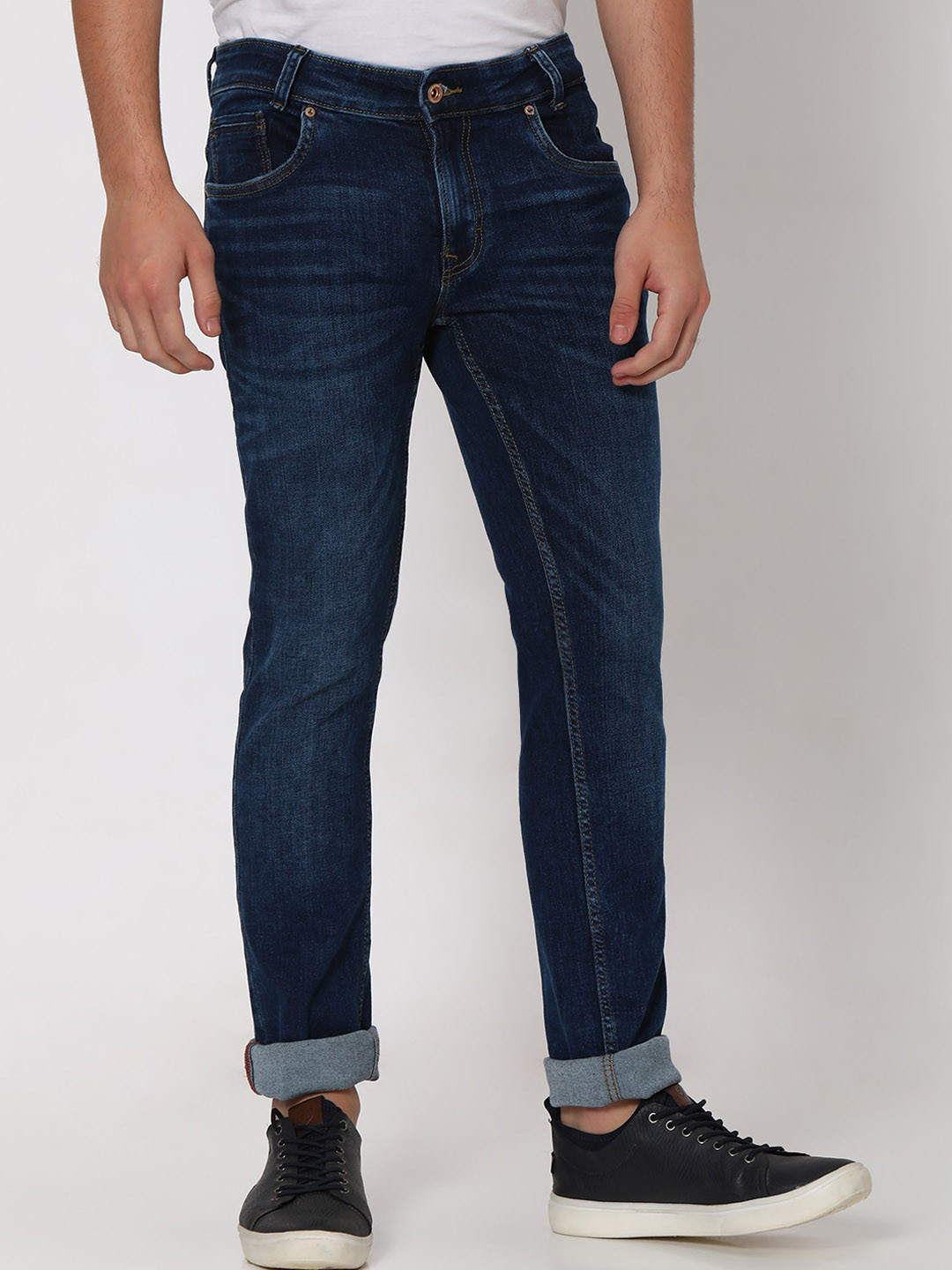 Buy Mufti Men Slim Fit Mid Rise Dark Shade Clean Look Stretchable Jeans ...