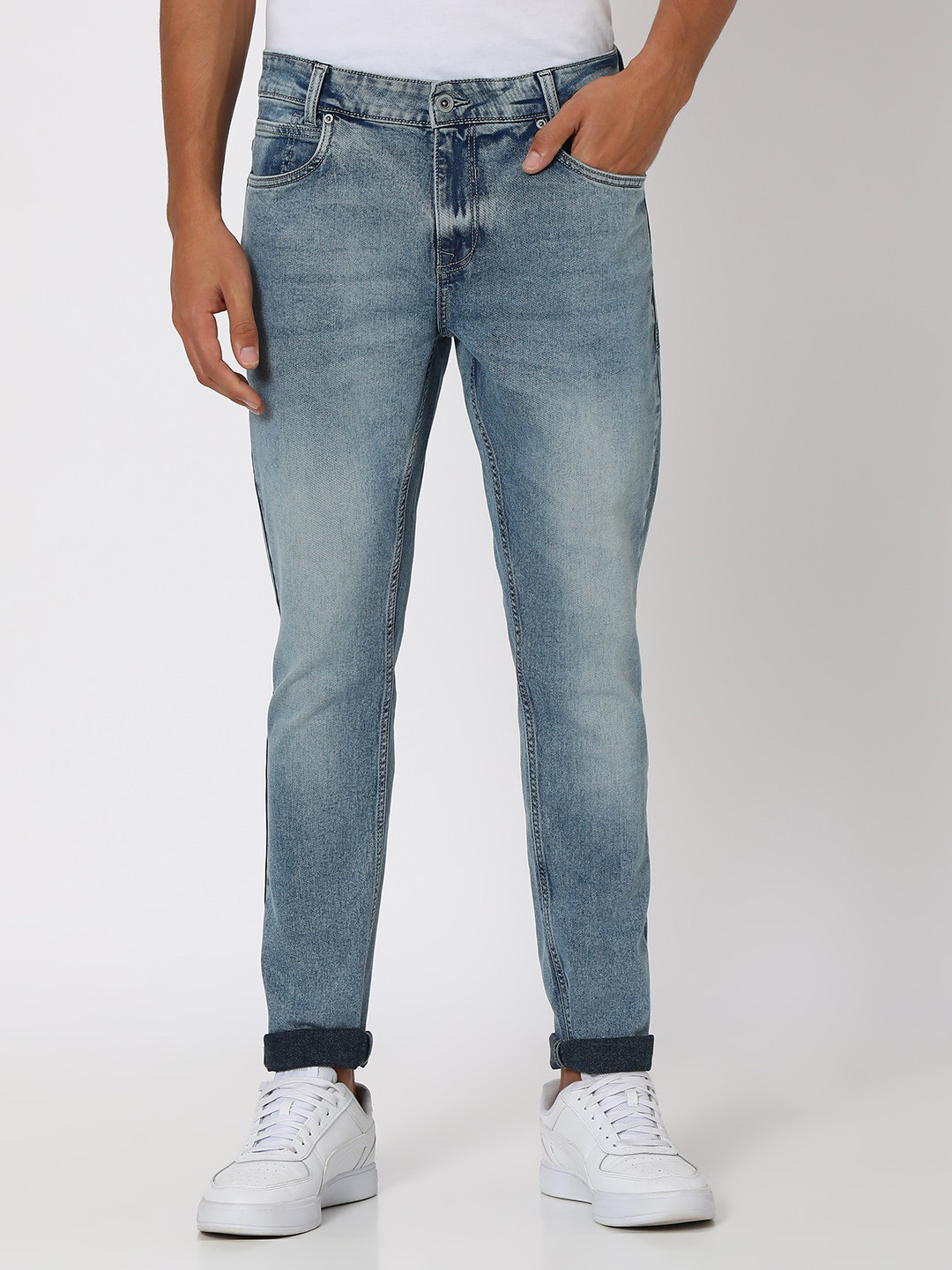 Buy Mufti Men Original Skinny Fit Mid Rise Clean Look Stretchable Jeans ...