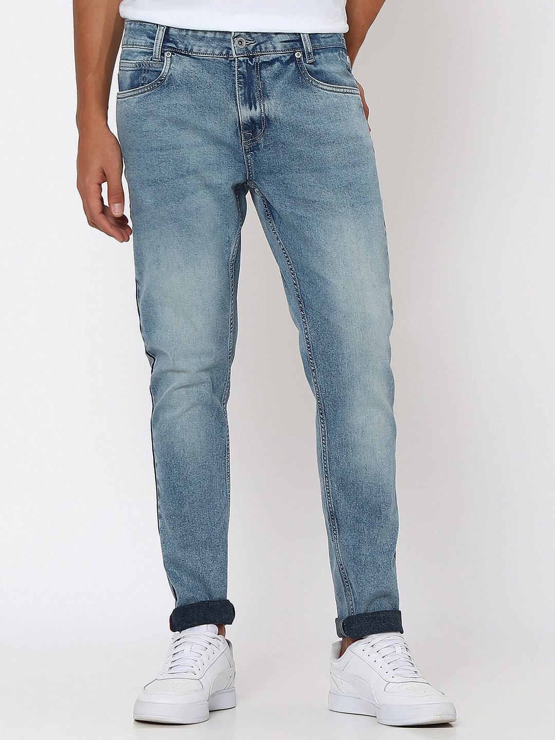 Buy Mufti Men Original Skinny Fit Mid Rise Clean Look Stretchable Jeans ...