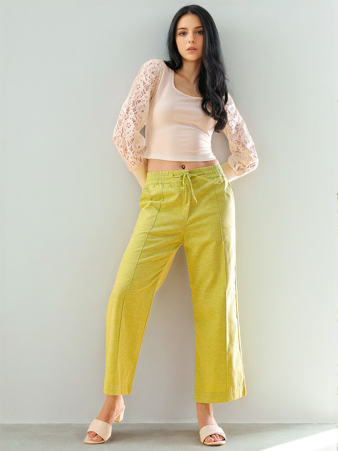 Buy Freehand By The Indian Garage Co Women Smart Regular Trousers ...