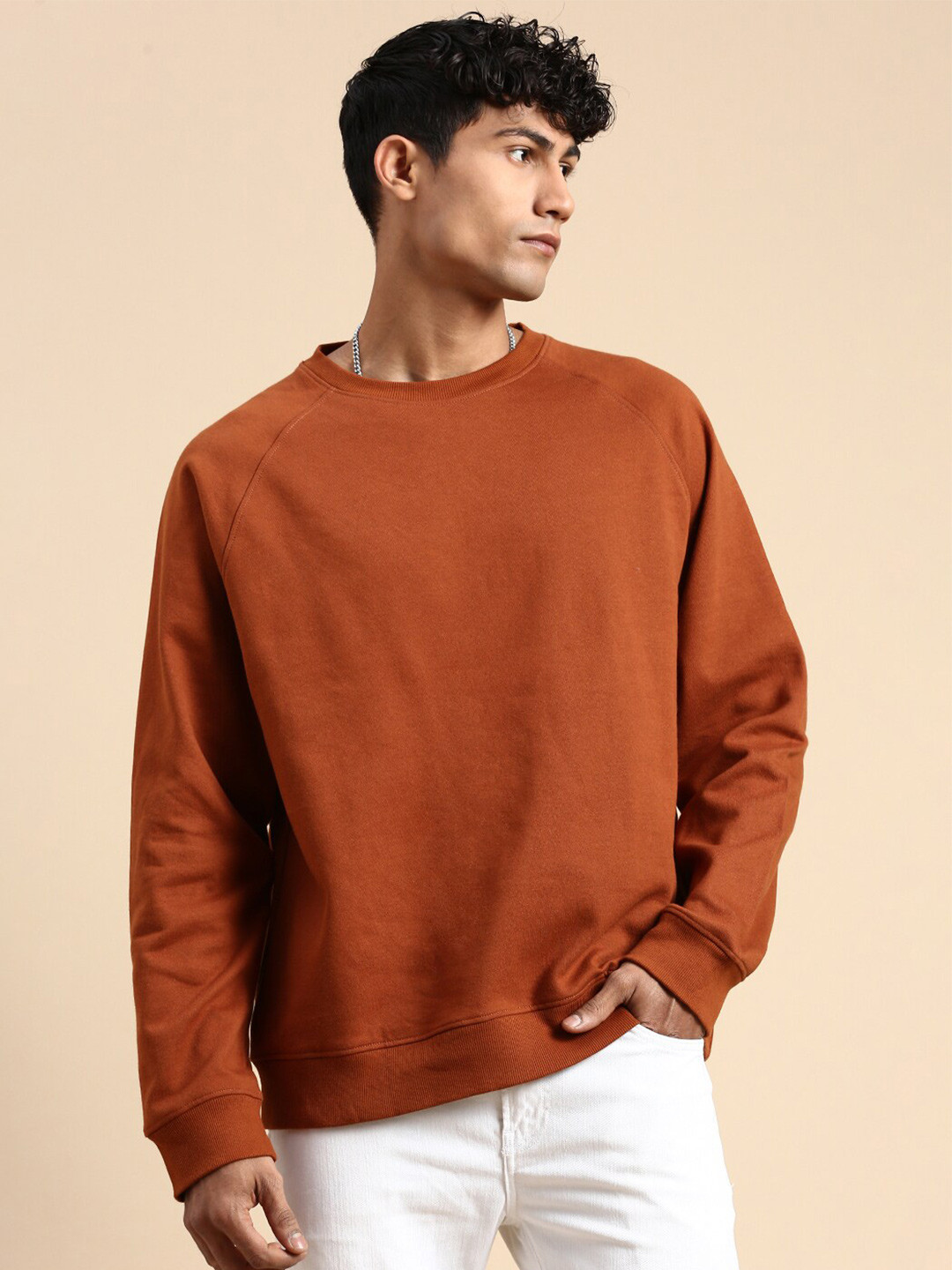 Buy The Roadster Lifestyle Co. Rust Relaxed Fit Round Neck Sweatshirts ...