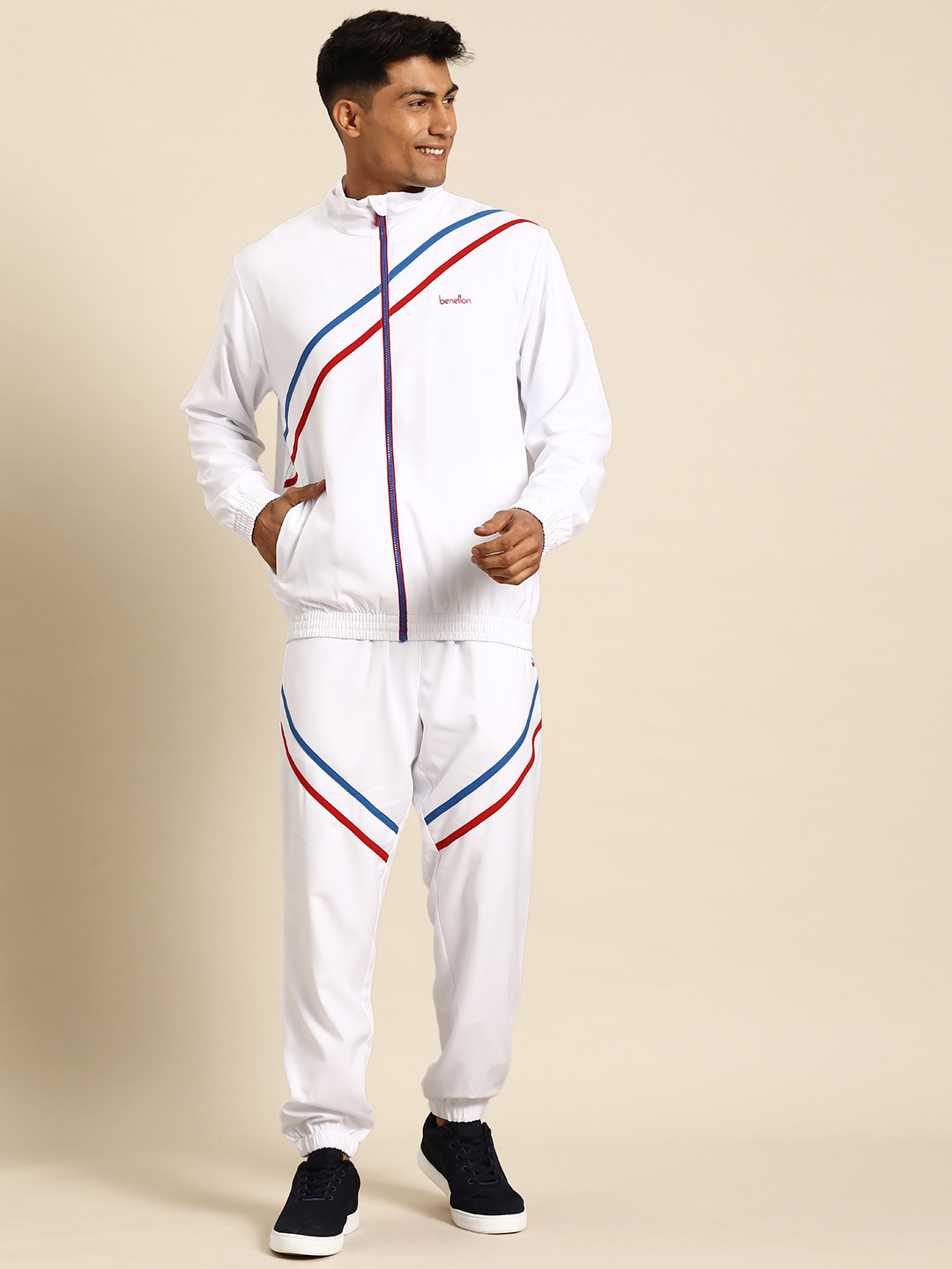 Buy United Colors Of Benetton Shoulder Tape Detail Mock Neck Tracksuit ...