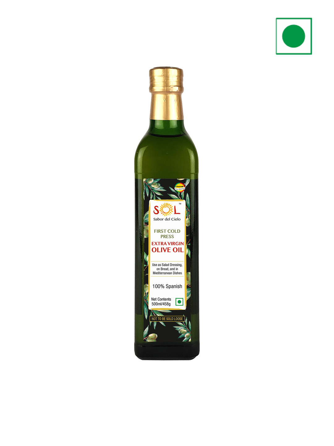 Buy Sol 100% Spanish Extra Virgin Olive Oil Glass Bottle 500 ML ...
